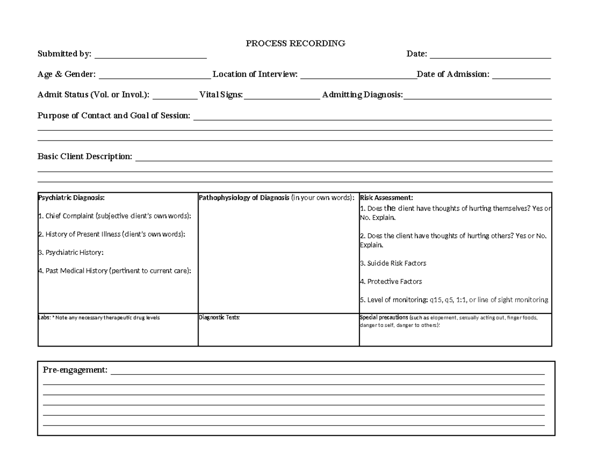 Blank-Process-Recording - PROCESS RECORDING Submitted by ...