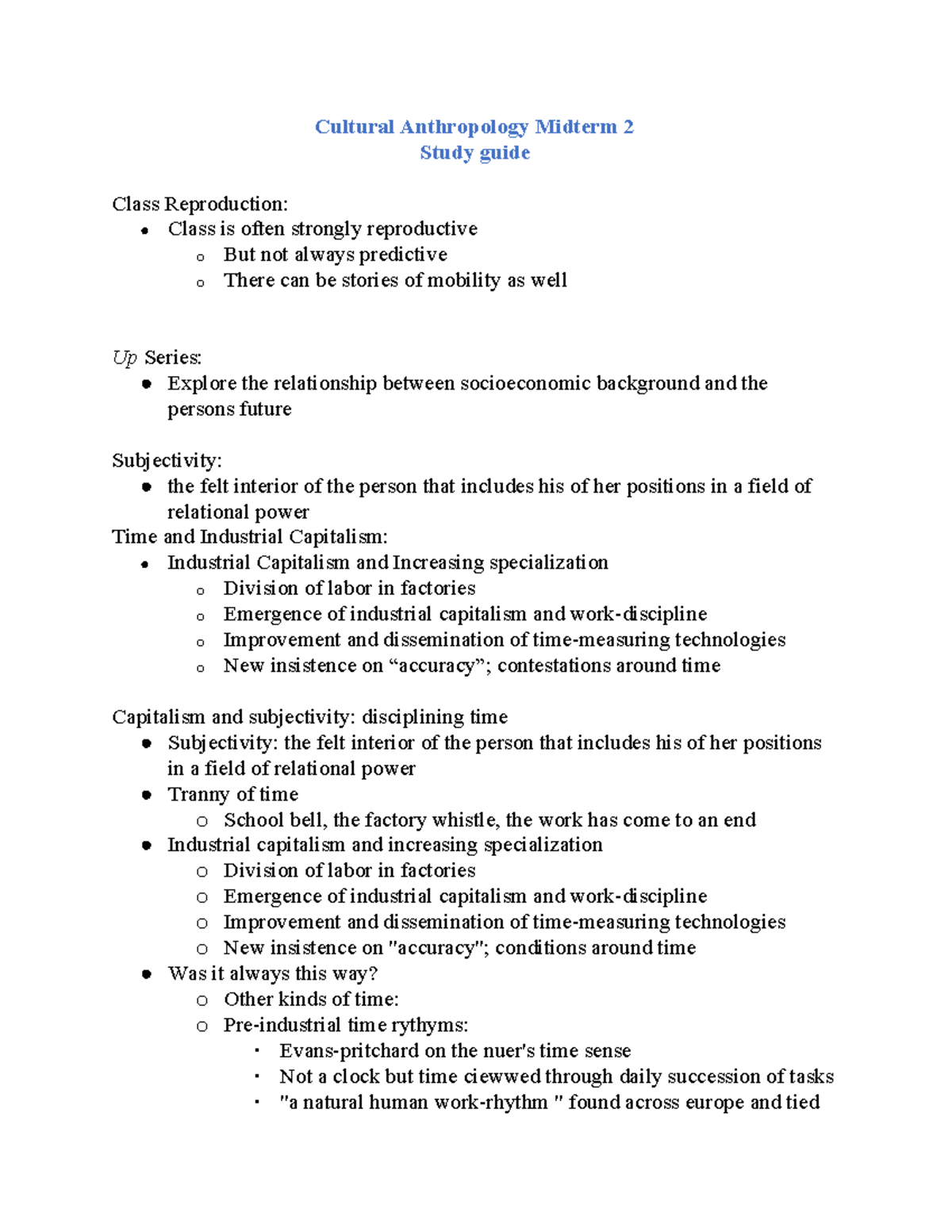 Cultural Anthropology Midterm 2.docx - Kula Exchange: Other kinds of ...