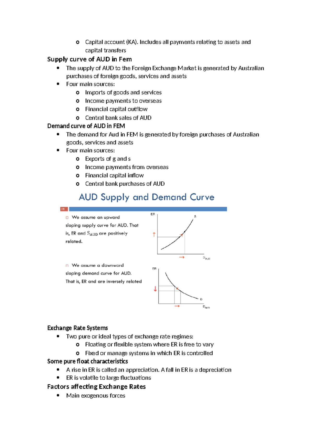 Econ notes-7 - Econ notes-7 - o Capital account (KA). Includes all ...