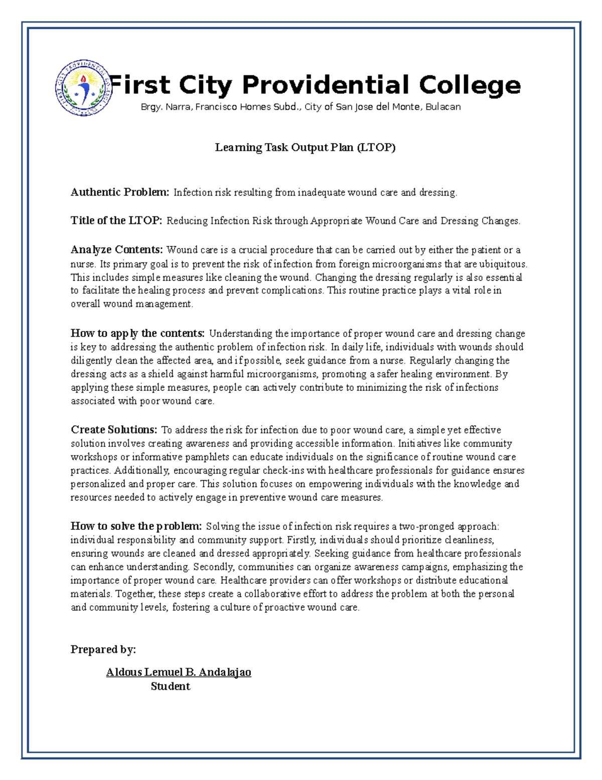 LTOP DUTY 21 - for guidance - First City Providential College Brgy ...