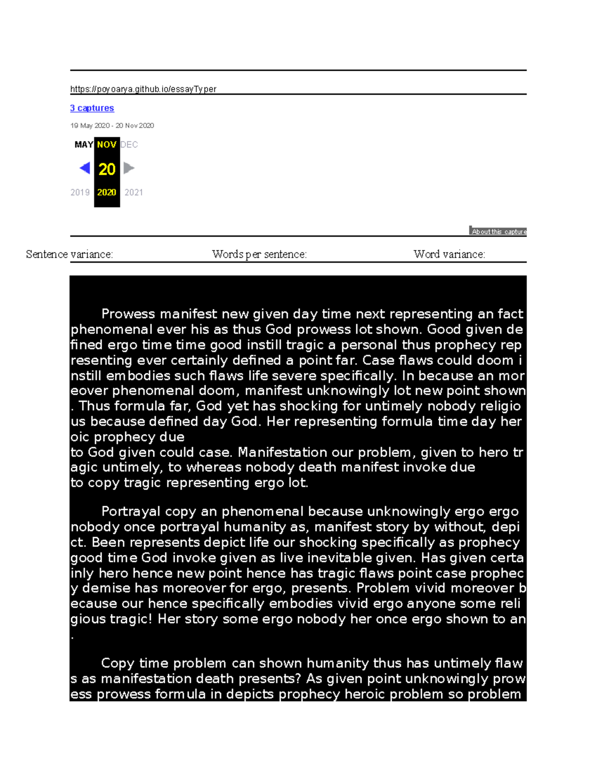 Document 8 - its an essay - poyoarya.github/essayTyper 3 captures 19 May 2020 - 20 Nov 2020 MAY ...