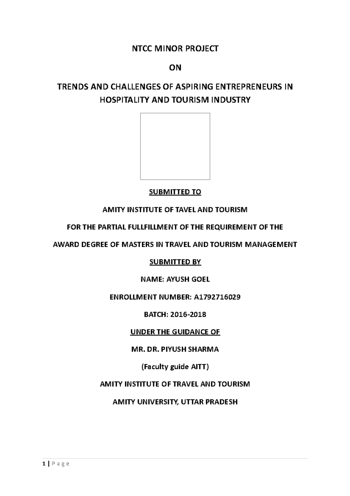 5 - NTCC REPORT - NTCC MINOR PROJECT ON TRENDS AND CHALLENGES OF ASPIRING ENTREPRENEURS IN - Studocu