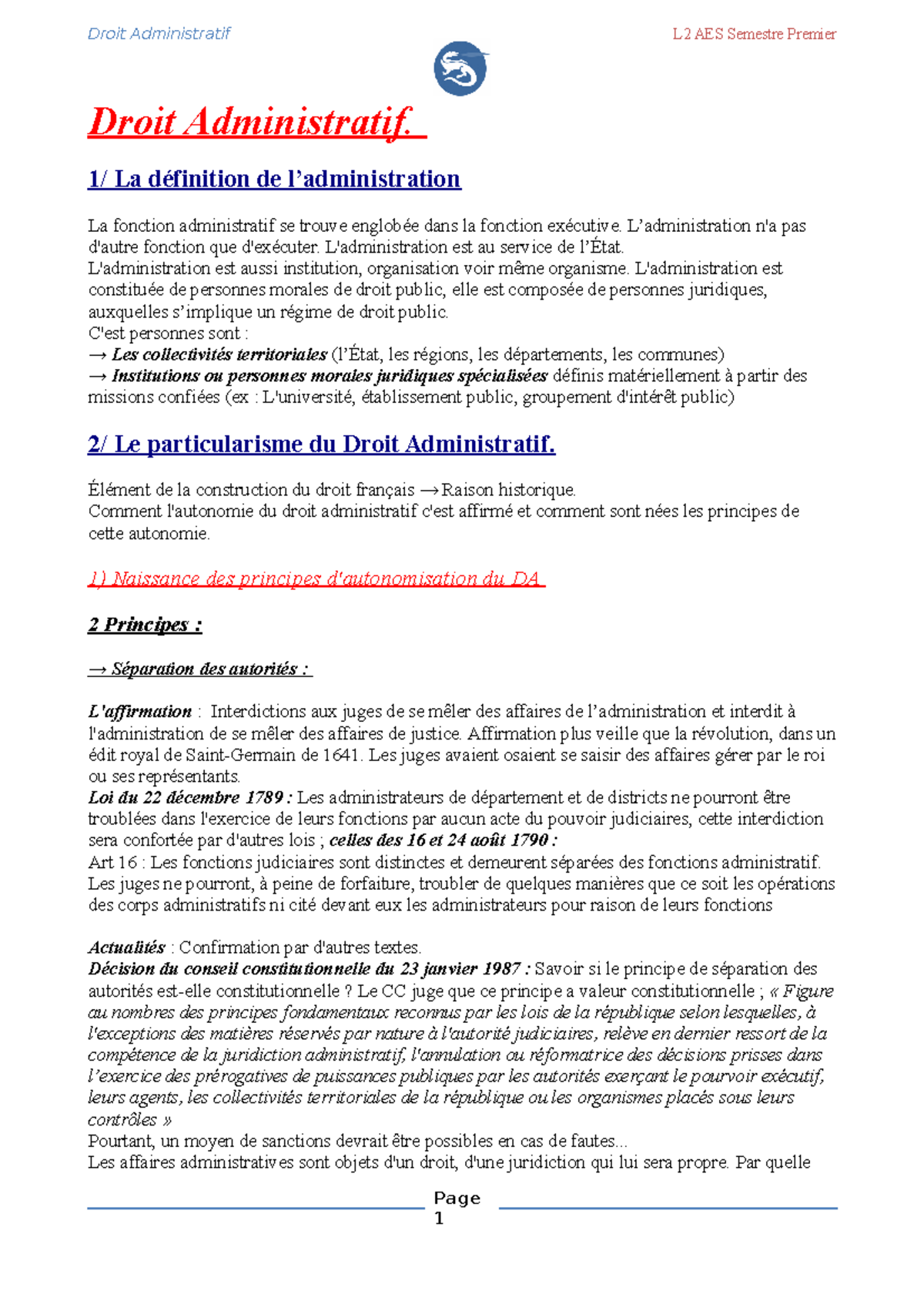 Droit admini 7 - Droit Administratif. 1/ La définition de l ...