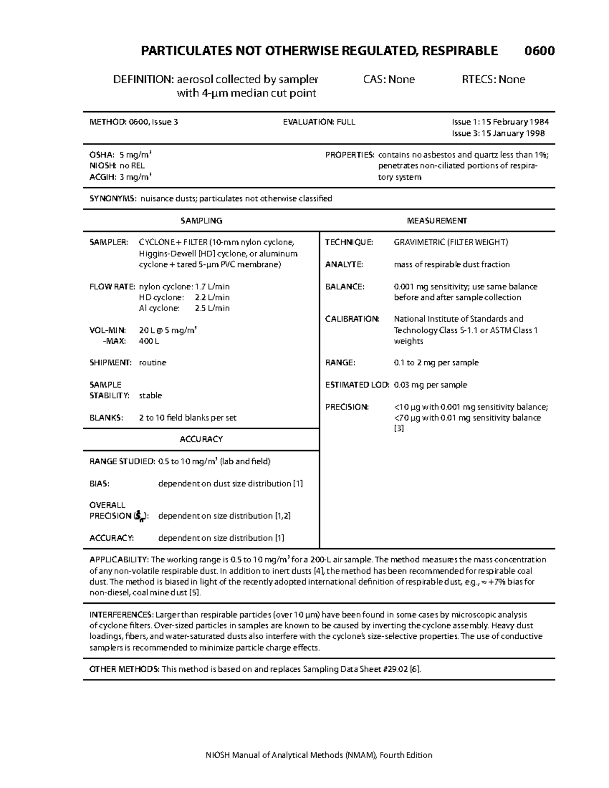 DE-FIQ-02 Niosh 0600 - ATTE - PARTICULATES NOT OTHERWISE REGULATED ...
