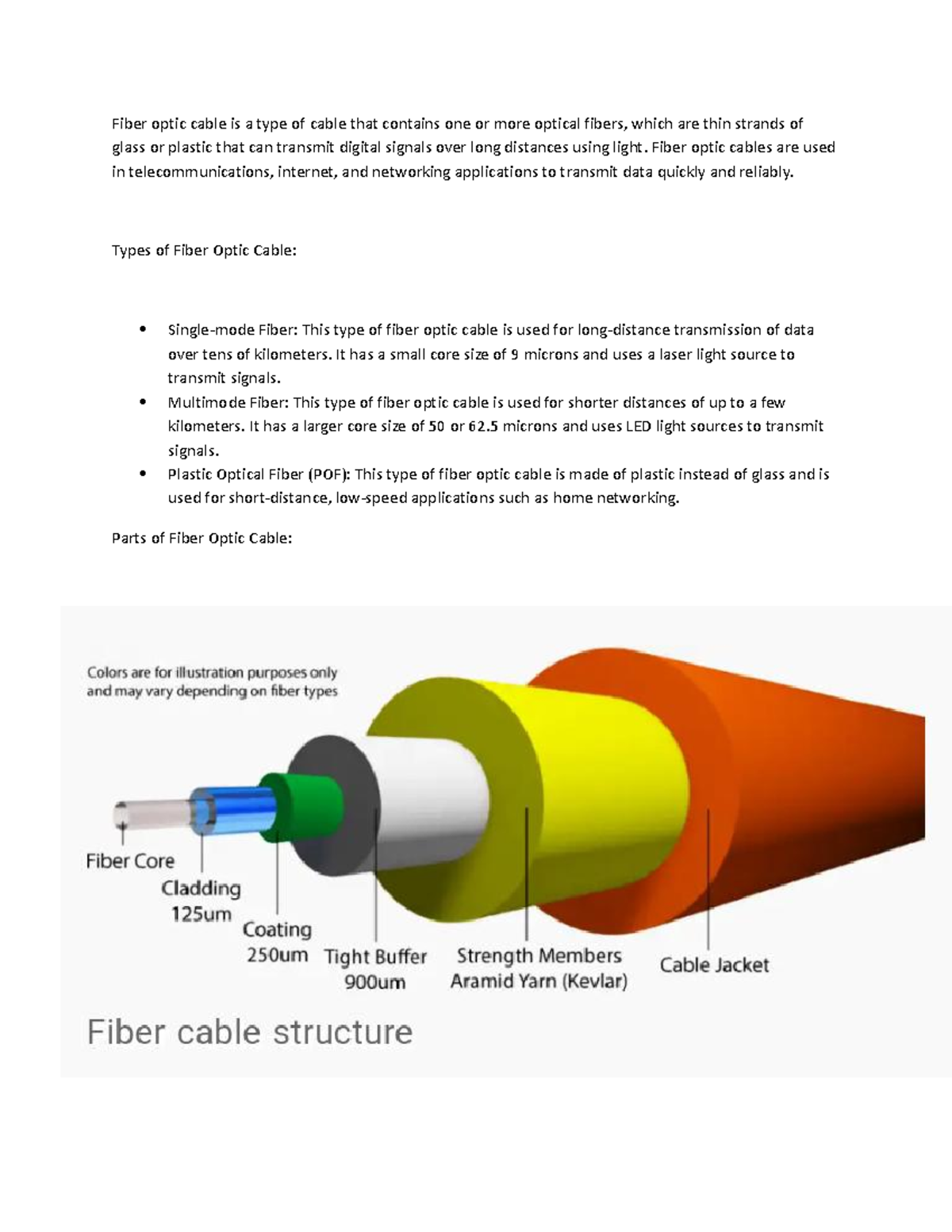 Fiber optic cable is a type of cable that contains one or more optical ...