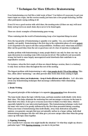 Lesson 2 Brainstorming - LESSON 2: BRAINSTORMING BRAINSTORMING - It is ...