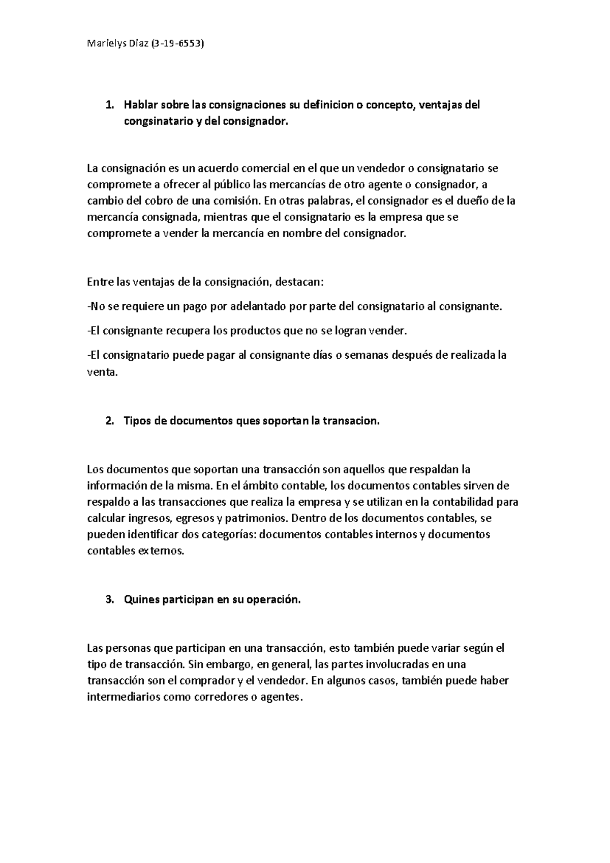 Contabilidad Avanzada (Tarea 1) - Marielys Diaz (3-19-6553) Hablar ...