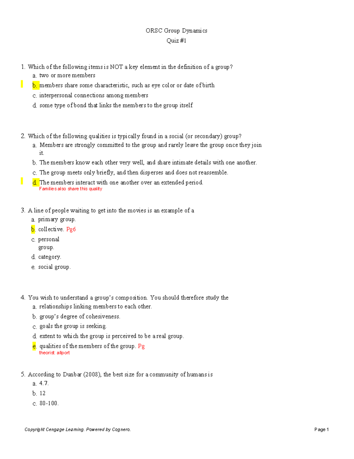 Quiz One Answers - ORSC Group Dynamics Quiz 1. Which of the following ...