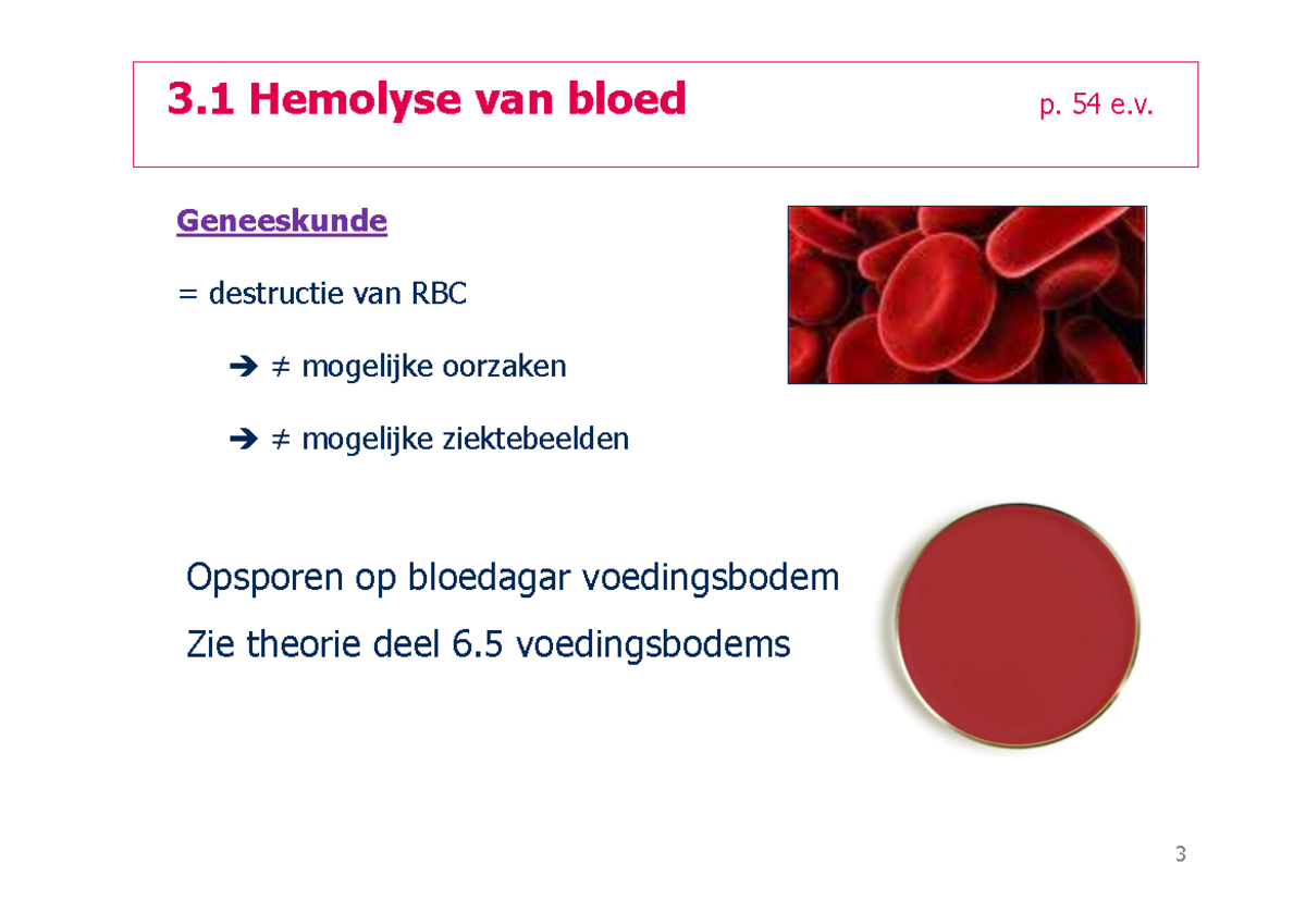 3 Hemolyse Biochemische analyse Beweeglijkheid O2behoefte 20211 - +HPRO ...