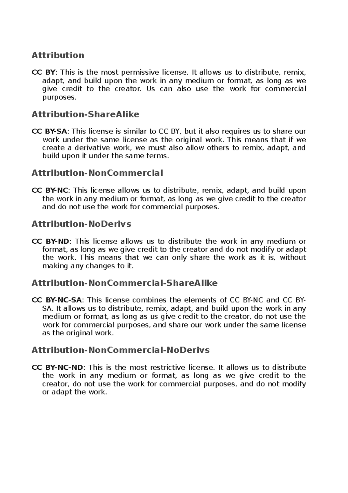 Forum cca - Attribution CC BY: This is the most permissive license. It ...