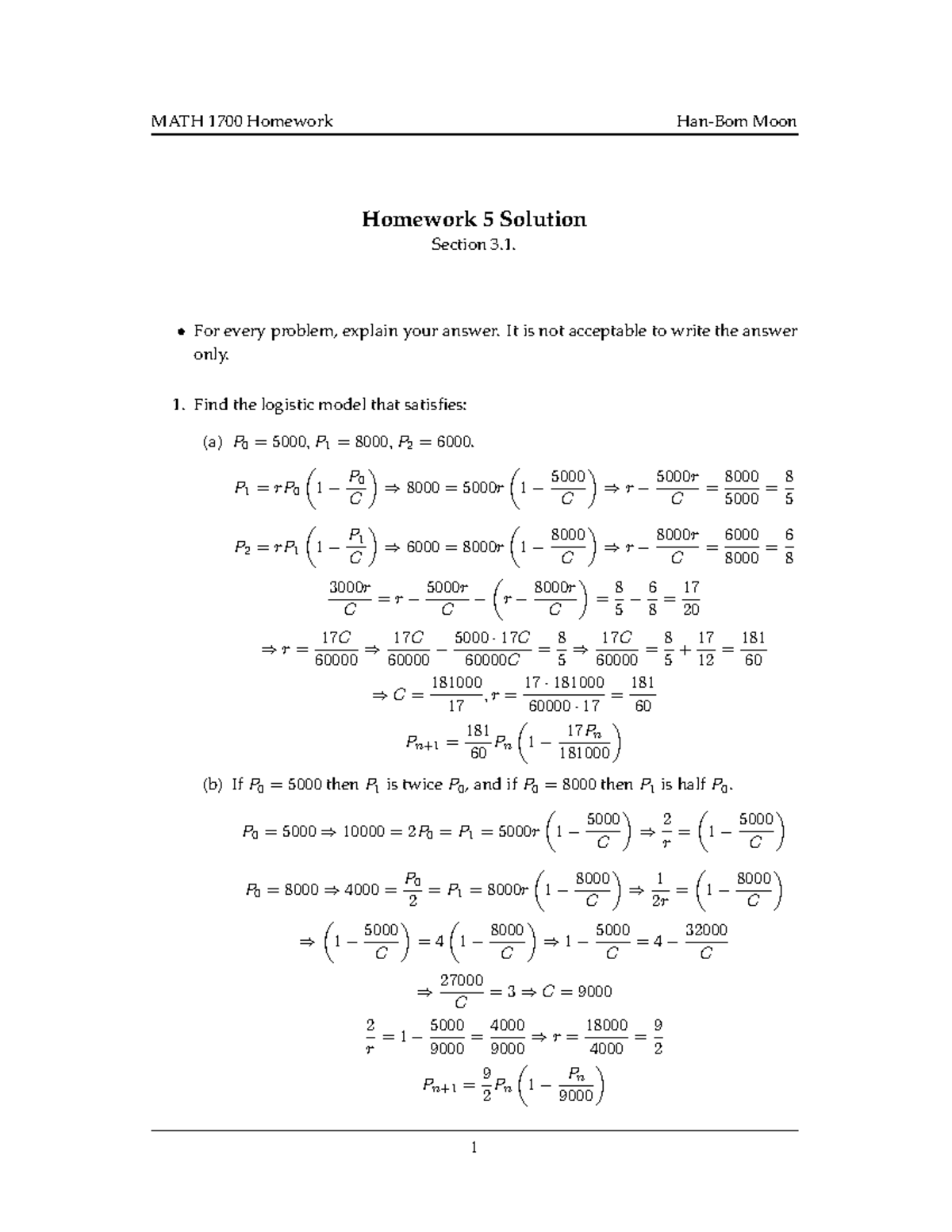 Homework 5 sol-1 - MATH 1700 Homework Han-Bom Moon Homework 5 Solution ...