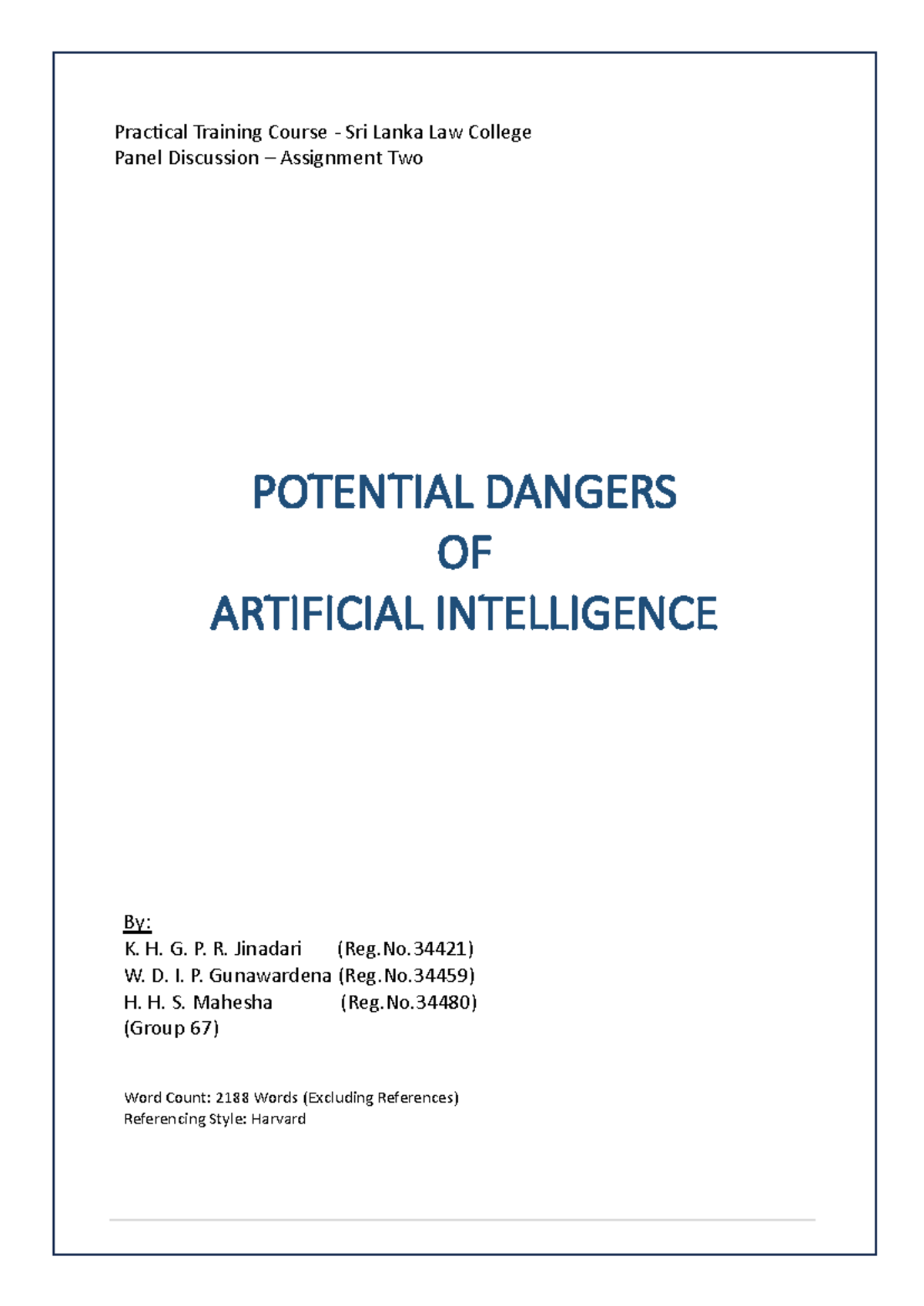 Potential Dangers of Artificial Intelligence - POTENTIAL DANGERS OF ...