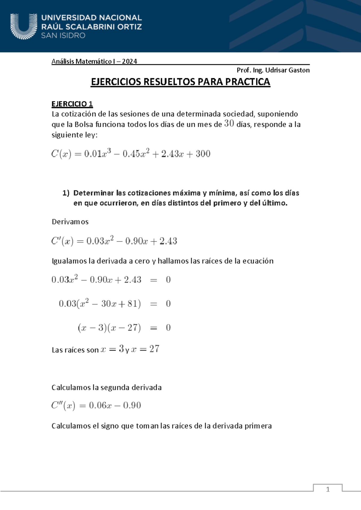 1.4 Ejercicios Practica 2024 - Prof. Ing. Udrisar Gaston EJERCICIOS ...