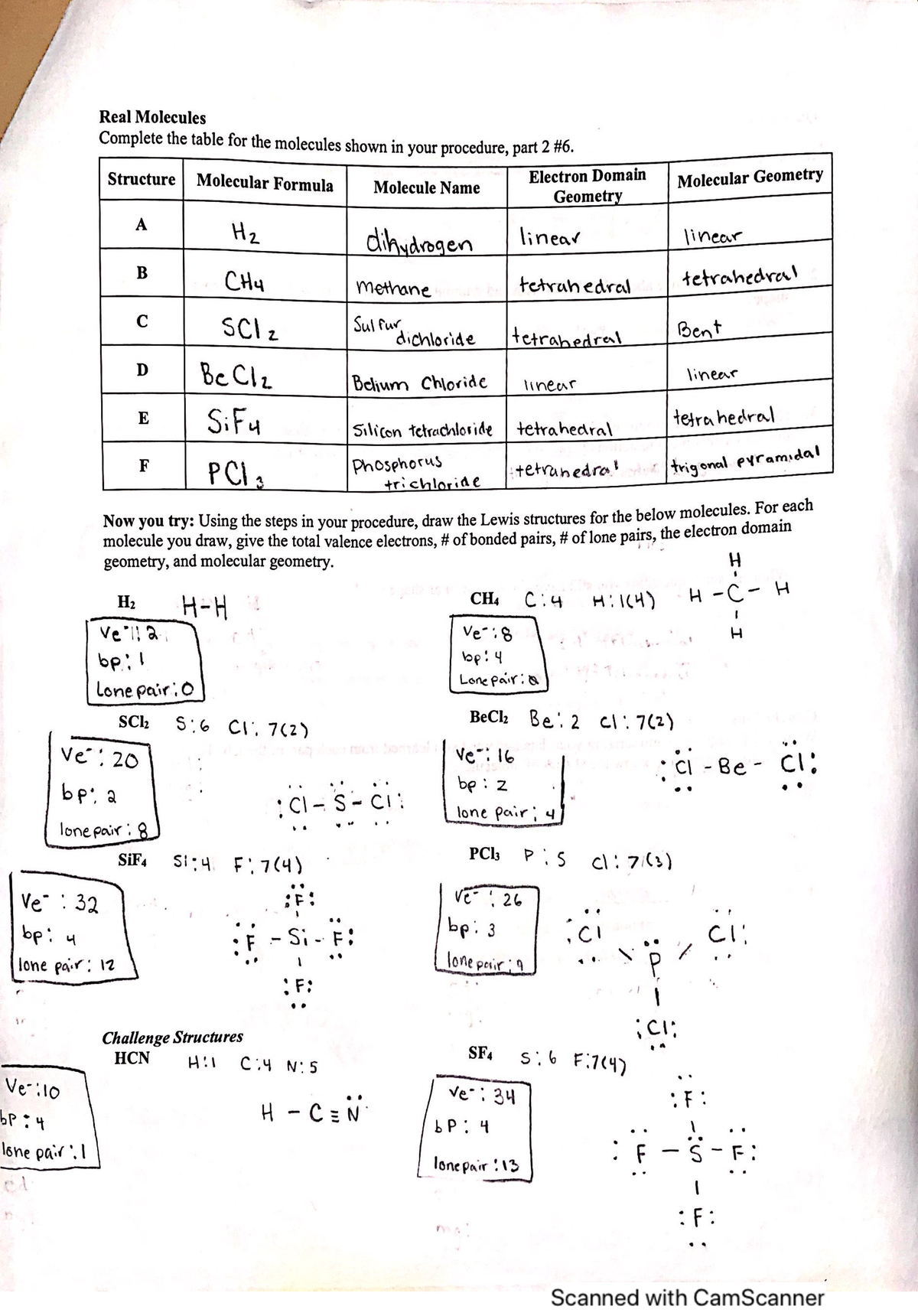 Post Lab: Real molecules - CHEM 130 - Studocu