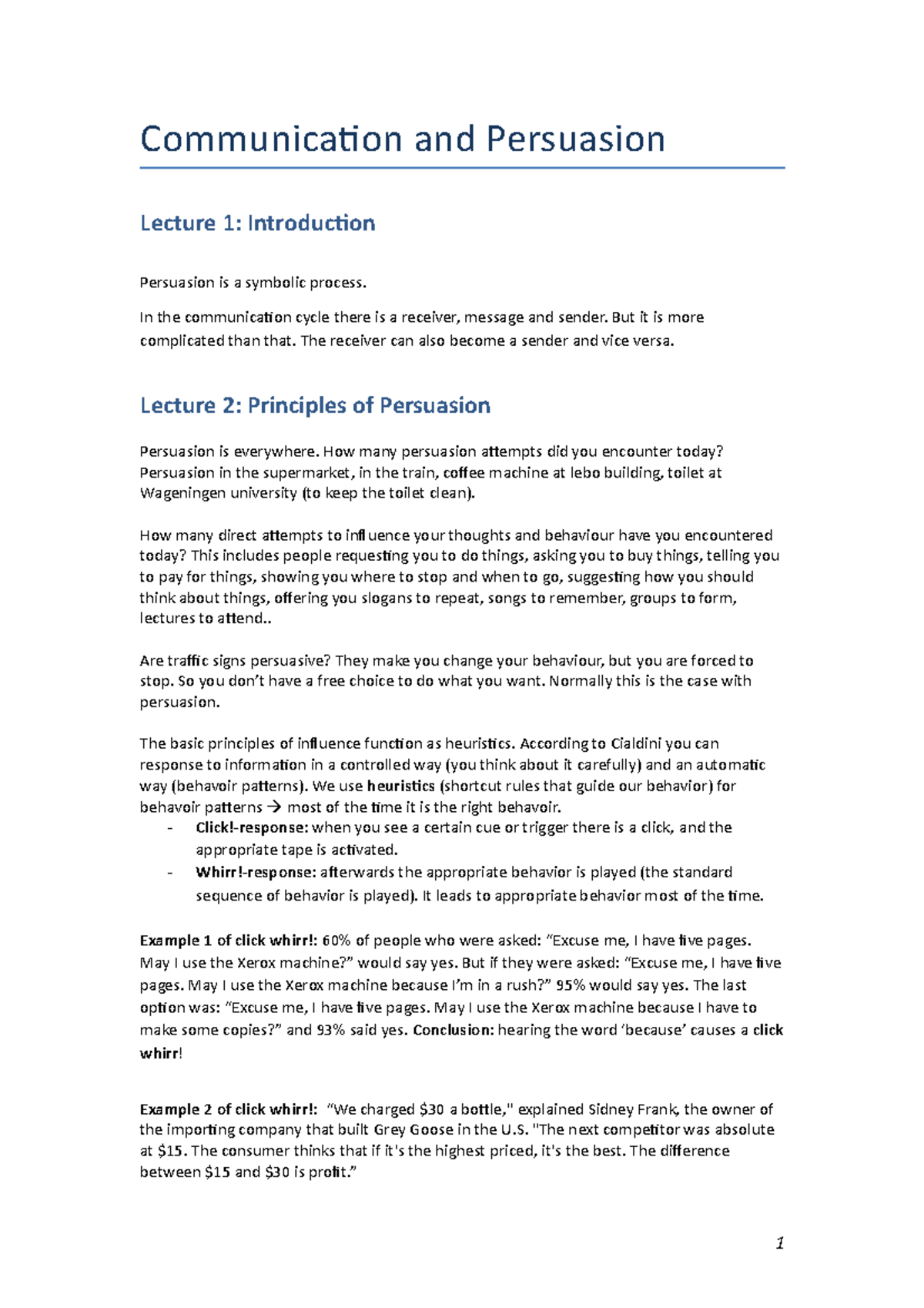 Communication and Persuasion samenvatting - Communication and ...