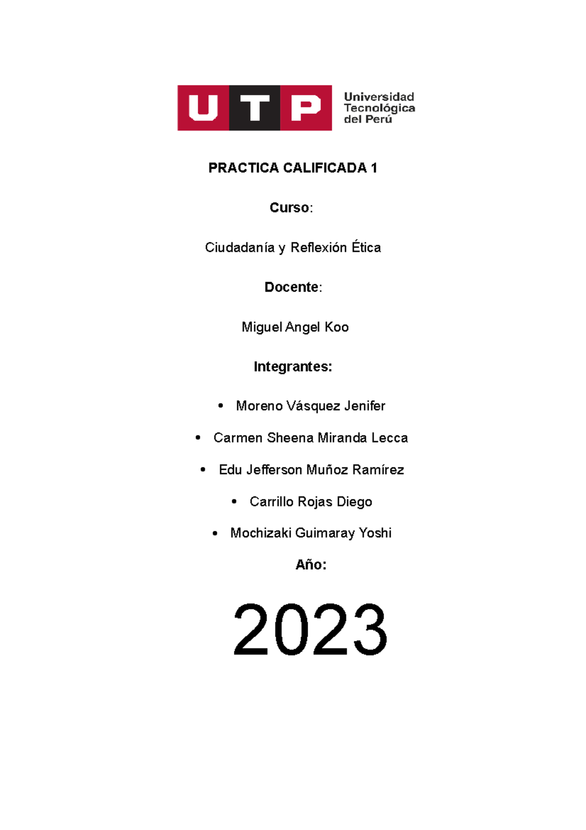 PC1 Ciudadania - practica calificada 1 - PRACTICA CALIFICADA 1 Curso ...