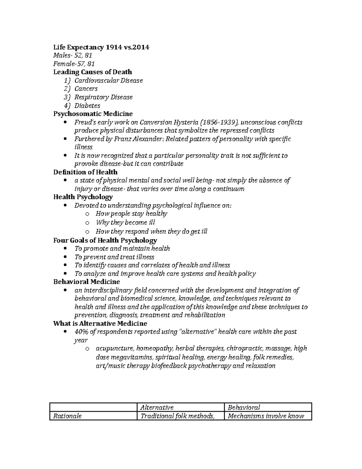Lecture notes, Life Expectancy 1914 vs 2014 - Life Expectancy 1914 vs ...
