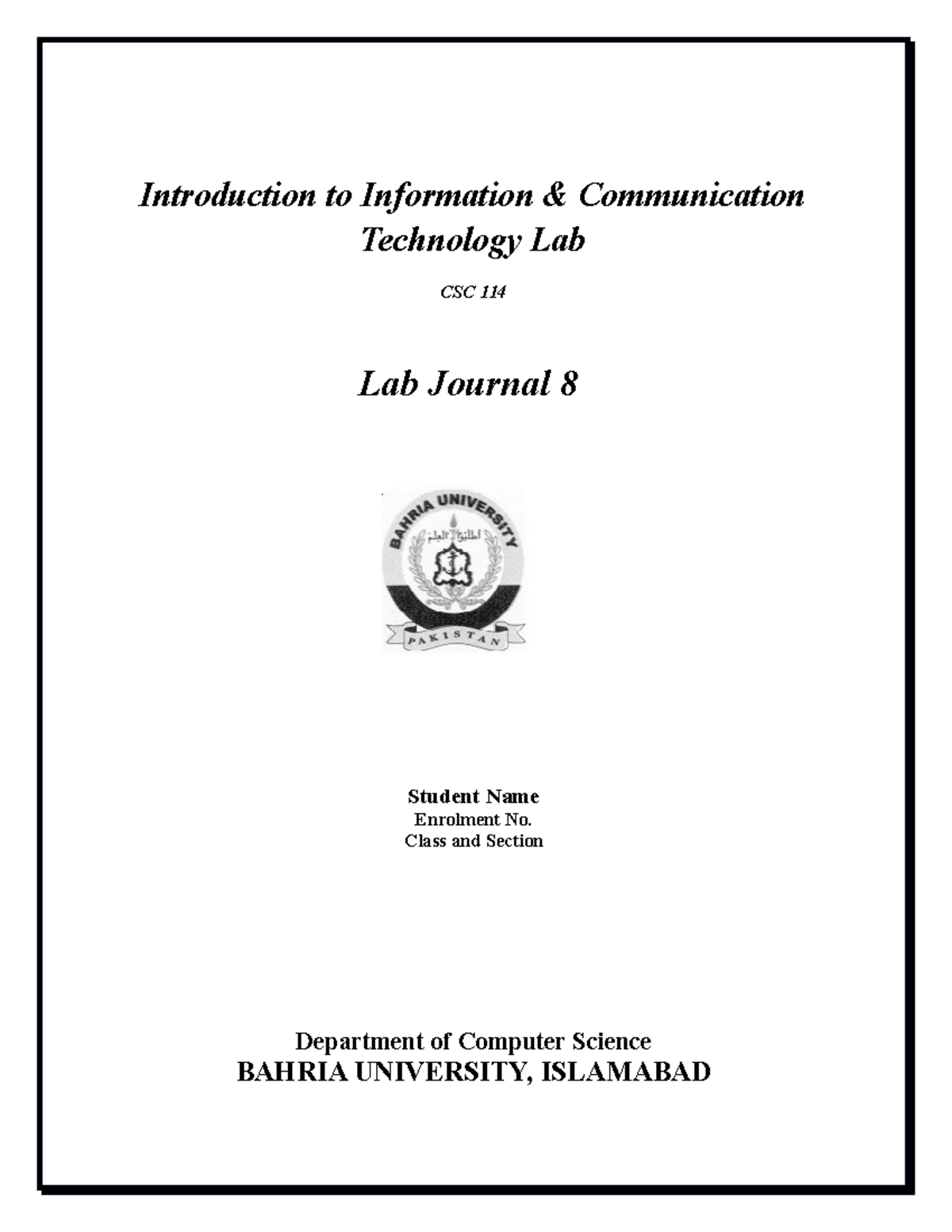Lab 8 Journal Template 25112020 080409 pm - Bachelor of computer ...