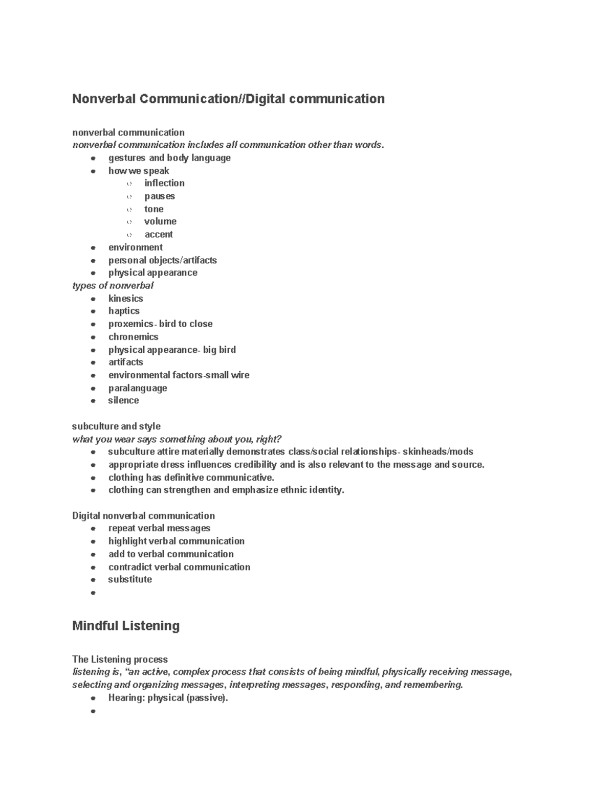 Interpersonal Communications notes - Nonverbal communication nonverbal ...