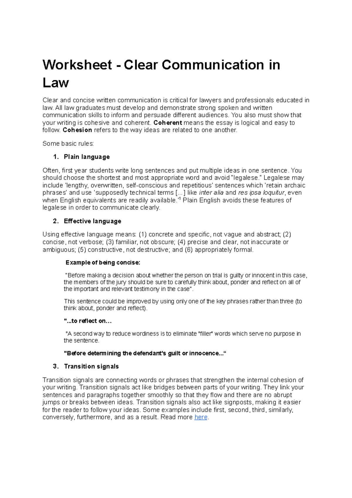 LA Worksheet - Clear Communication - Worksheet - Clear Communication in ...