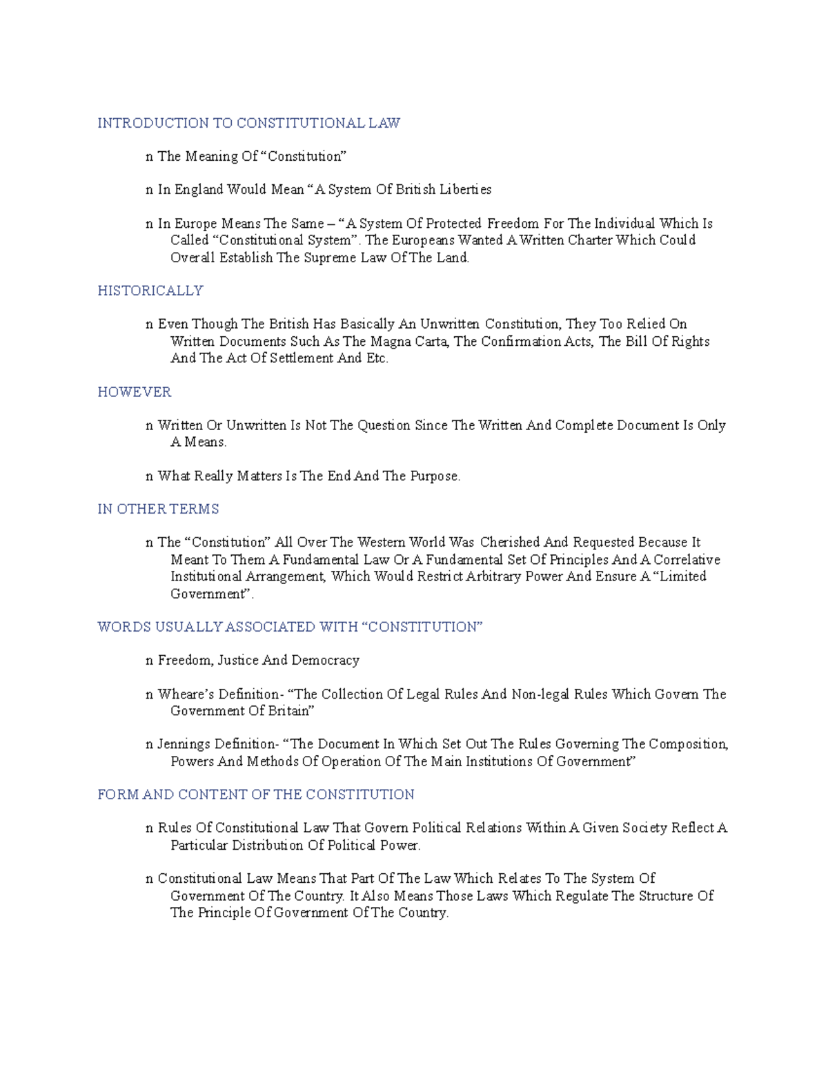 GLUP1113- Chapter 1(An Introduction to the Constitutional Law ...