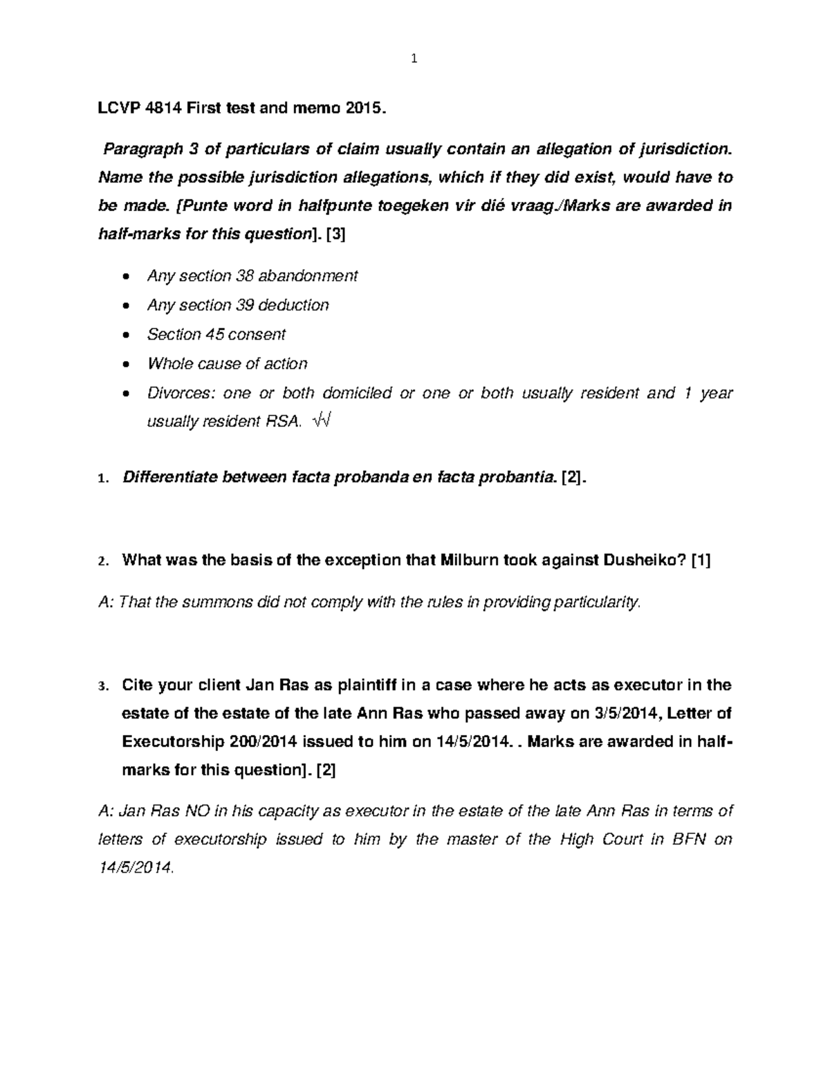 LCVP Test 2 2015 with Memo - 1 LCVP 4814 First test and memo 2015 ...
