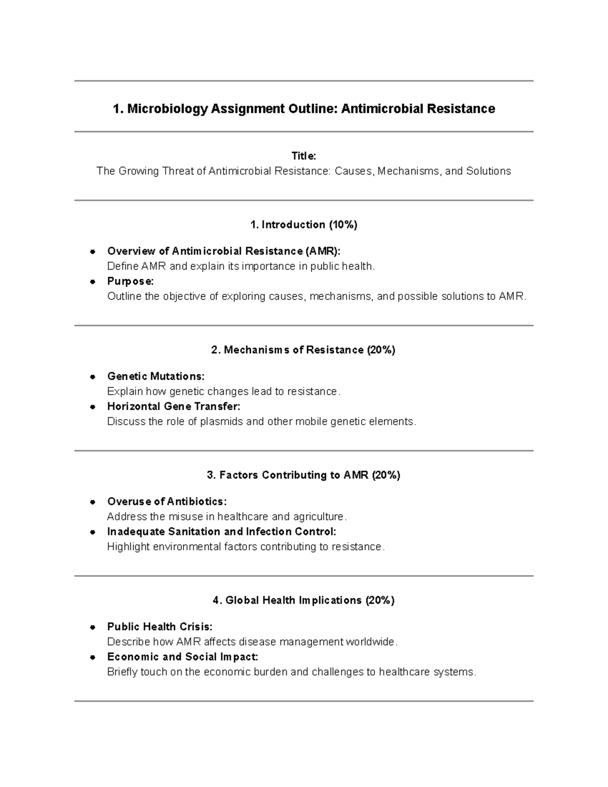 Mbio - assignment outline for potential - 1. Microbiology Assignment ...