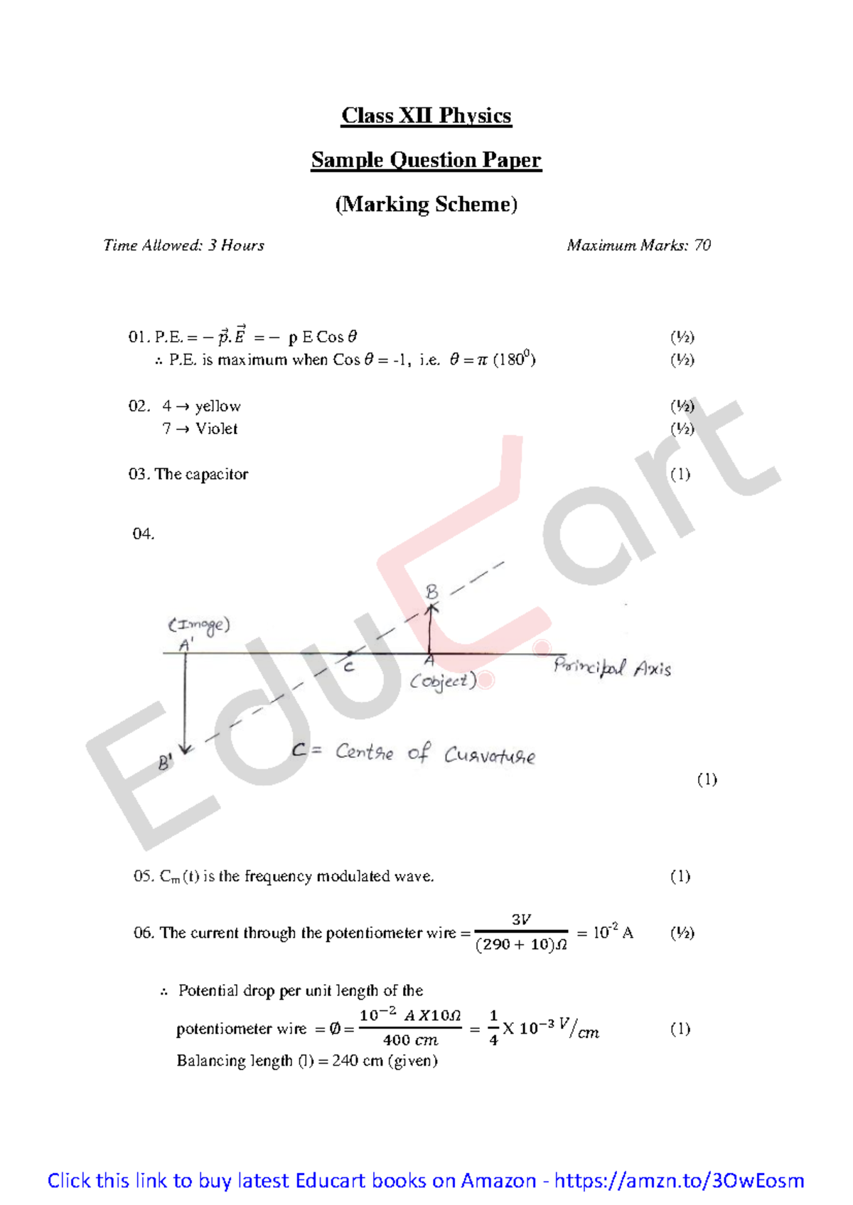 2014-15 CBSE 12 Physics MS - Class XII Physics Sample Question Paper (Marking Scheme) Time ...