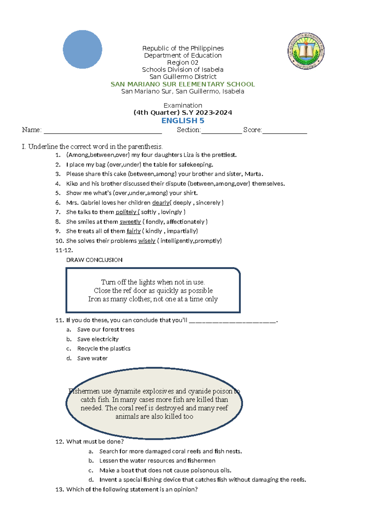 PT English 5 - Q4 - Republic of the Philippines Department of Education ...