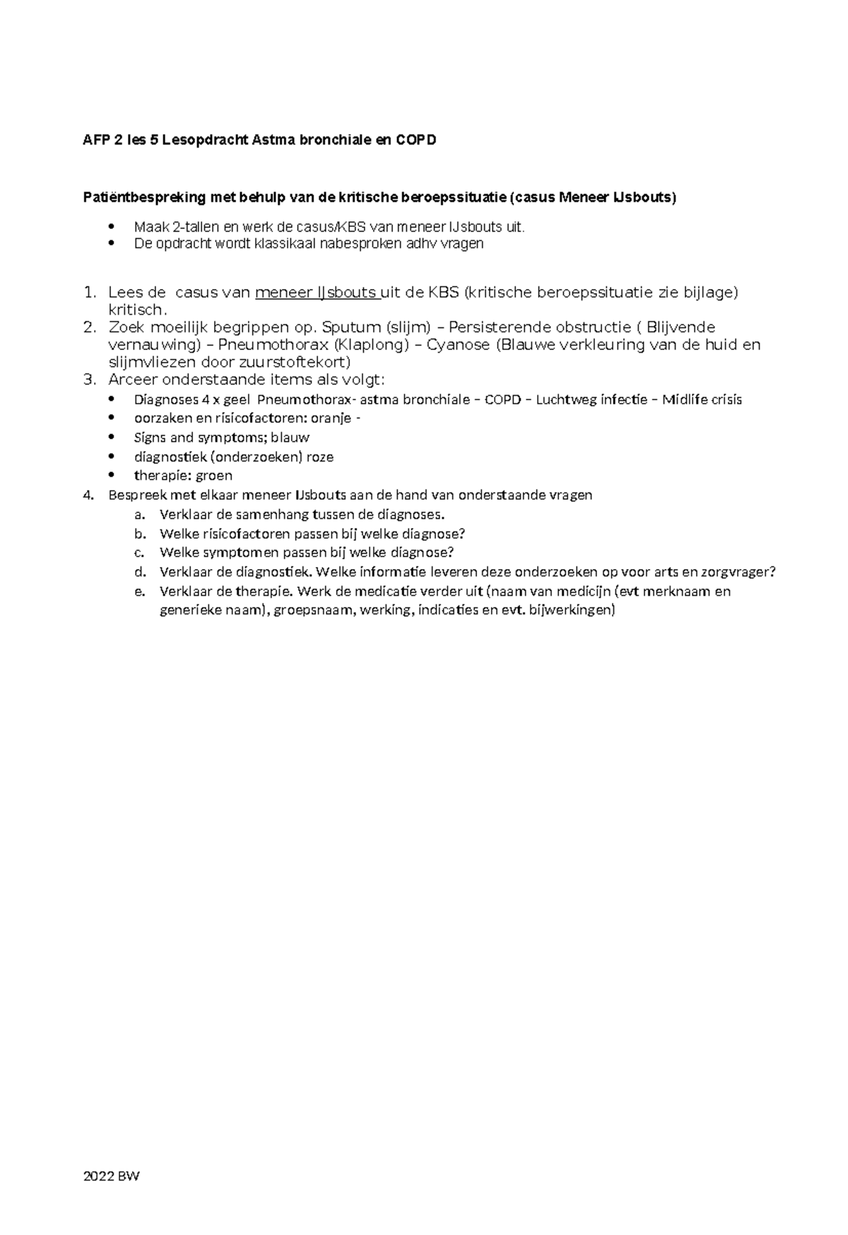 05 AFP 2 les 5 Lesopdracht Astma bronchiale en COPD BW - AFP 2 les 5 ...