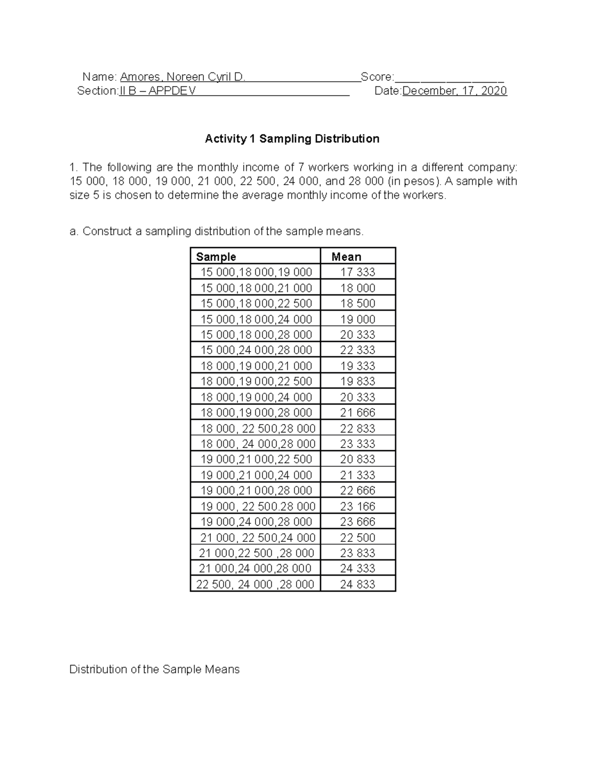 probability and statistics topic 7 assignment - Name: Amores, Noreen ...