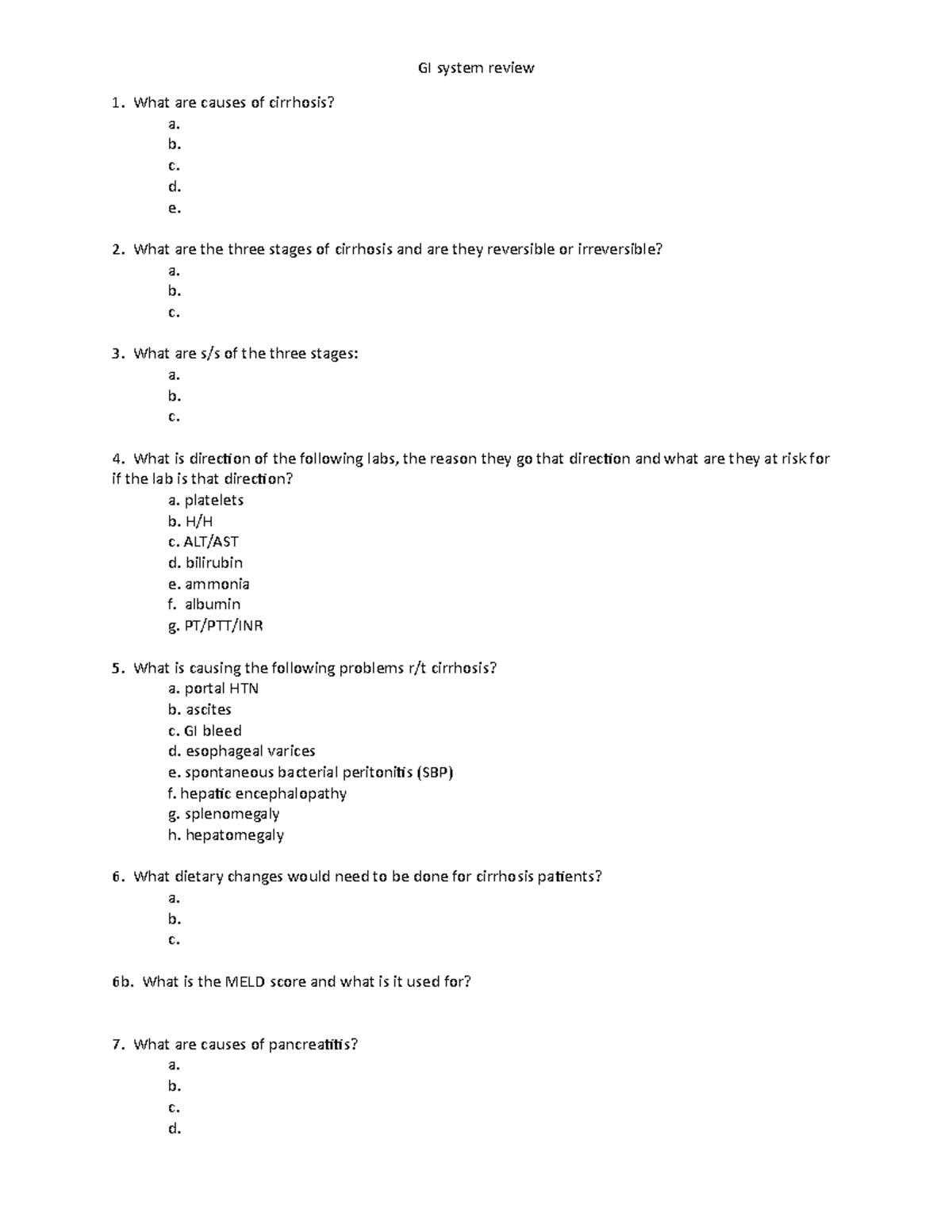 GI system review after lecture notes, NUR219 - NUR 219 - CSU - Studocu