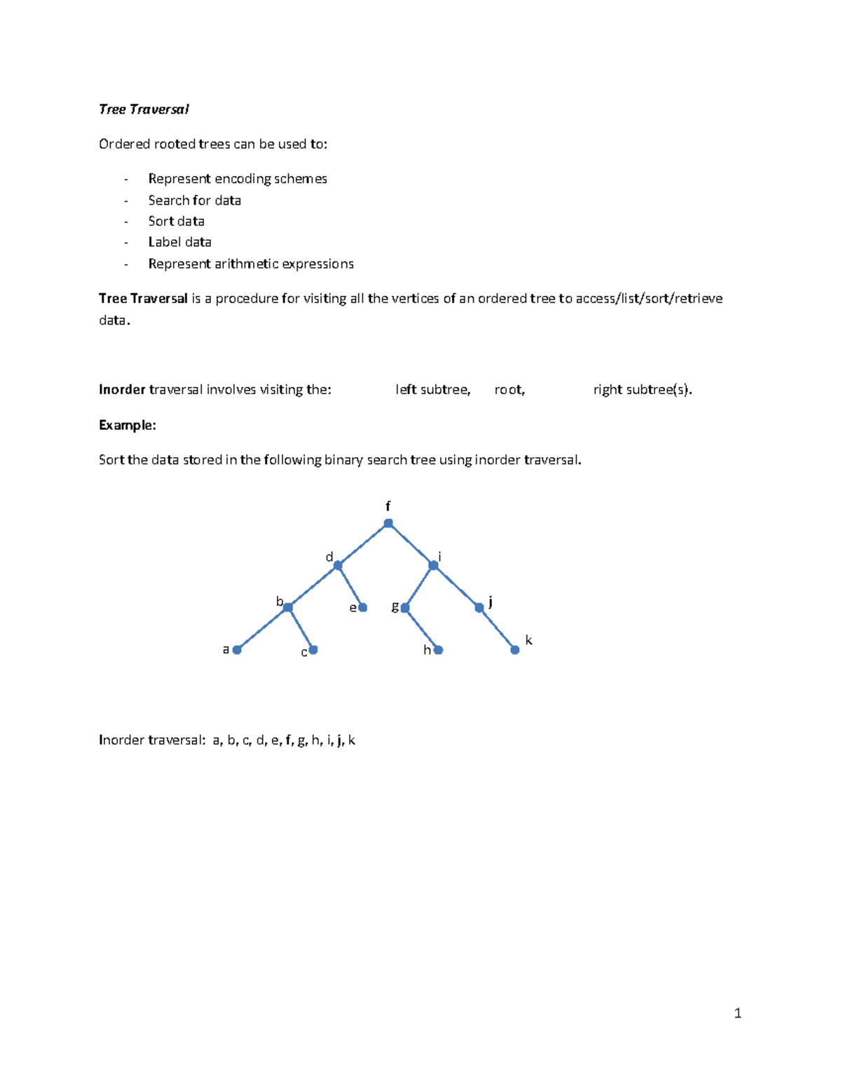 11C-Tree Traversal - Tree Traversal Ordered rooted trees can be used to ...