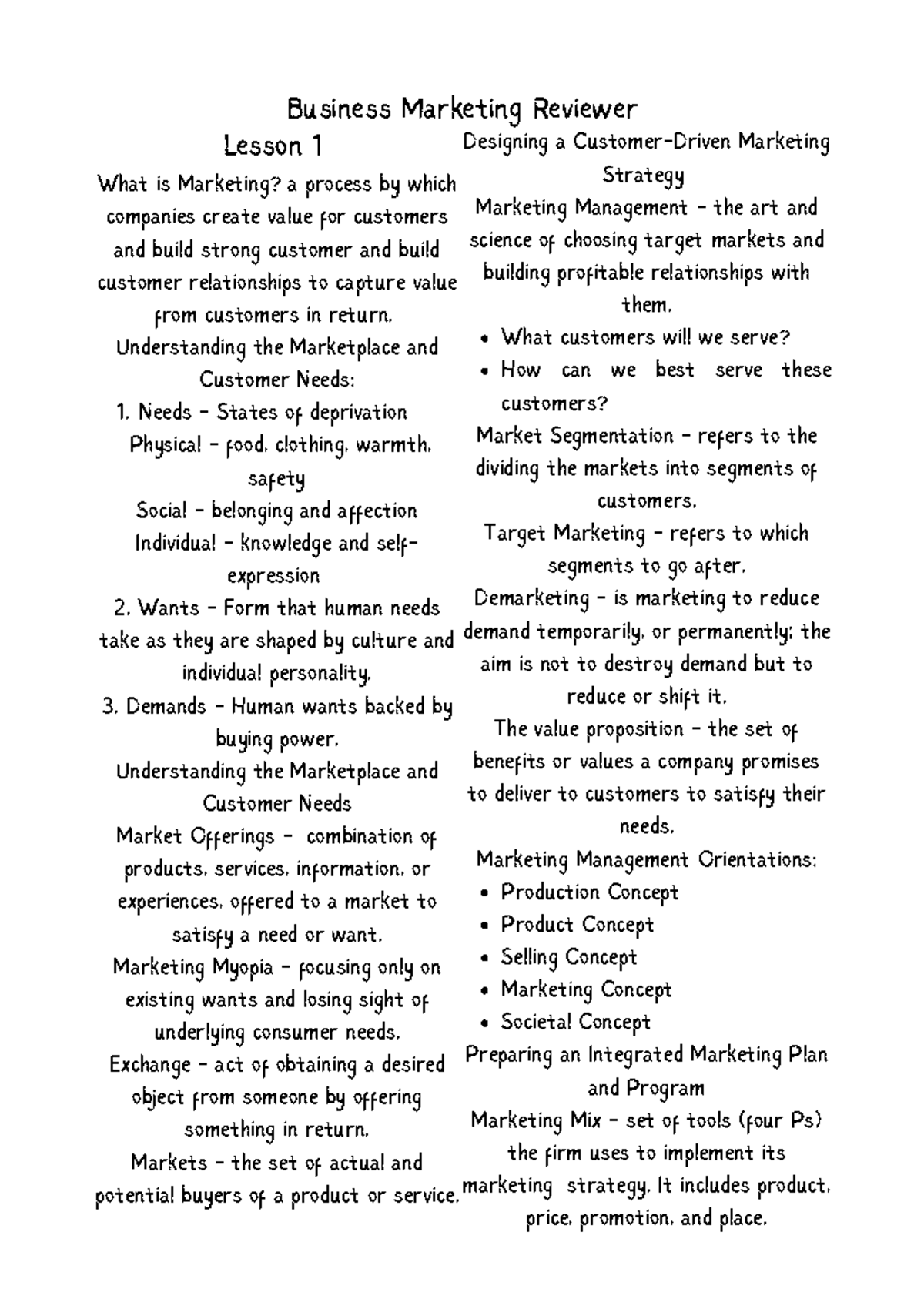 Business Marketing - Understanding the Marketplace and Customer Needs ...