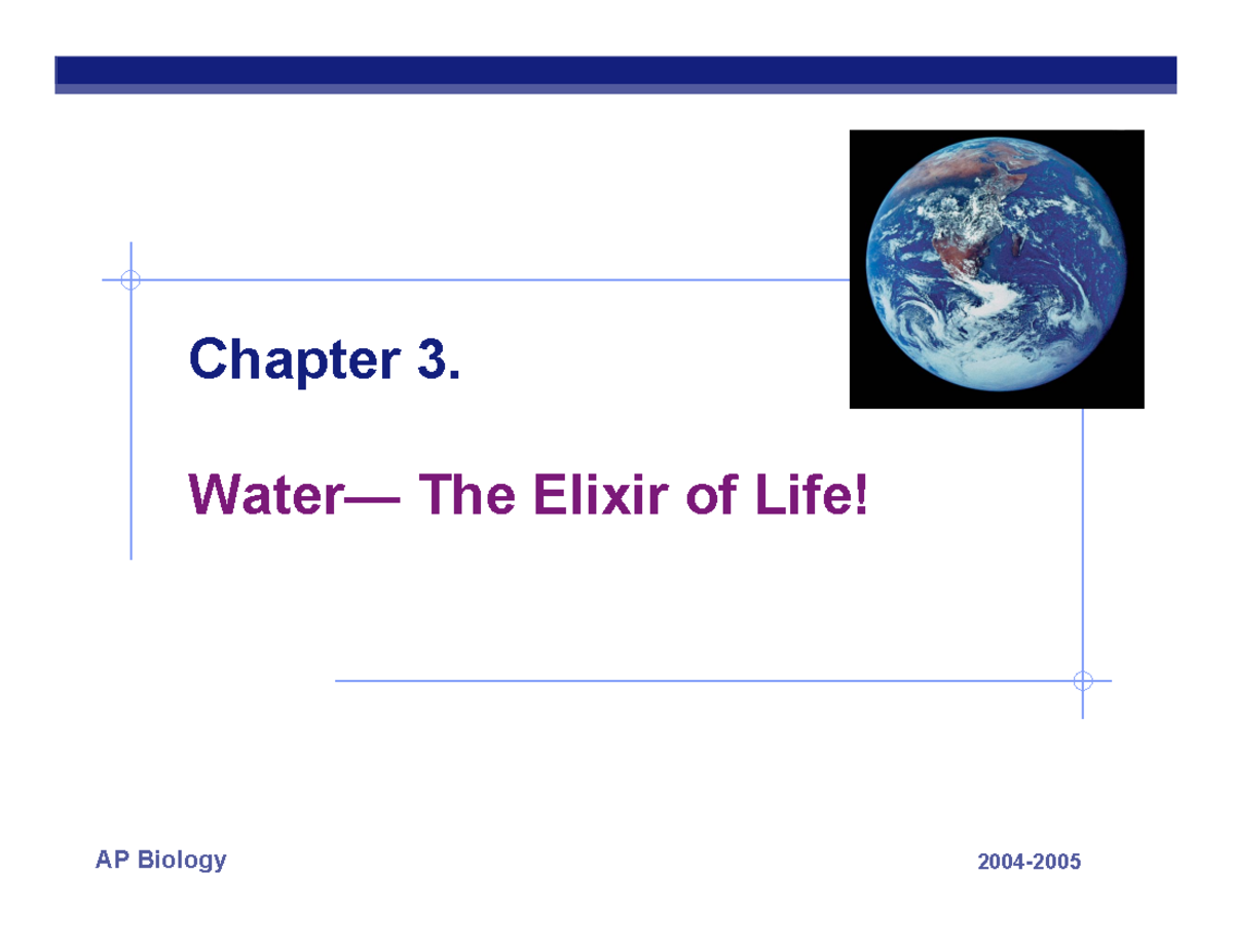 03Ch03water 2005 a - Book - Chapter 3. Water— The Elixir of Life! Why ...
