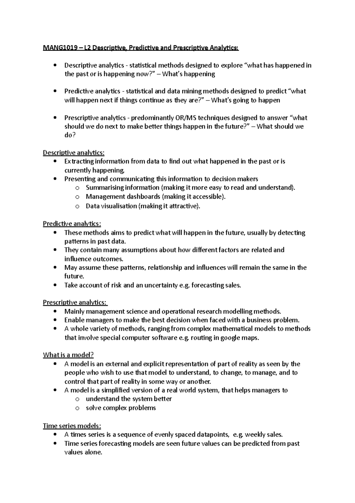 MANG1019 - Descriptive, Predictive and Prescriptive Analytics ...