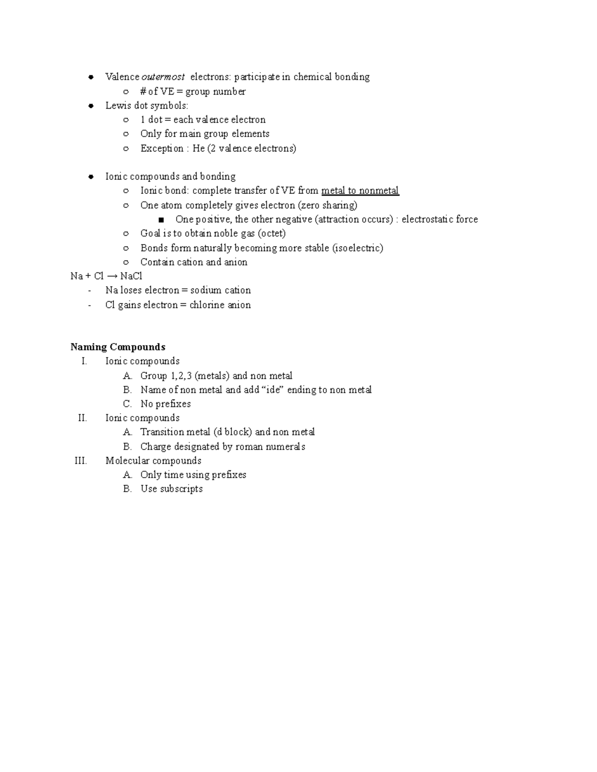Chem 101 ionic and covalent bonds - Valence outermost electrons ...