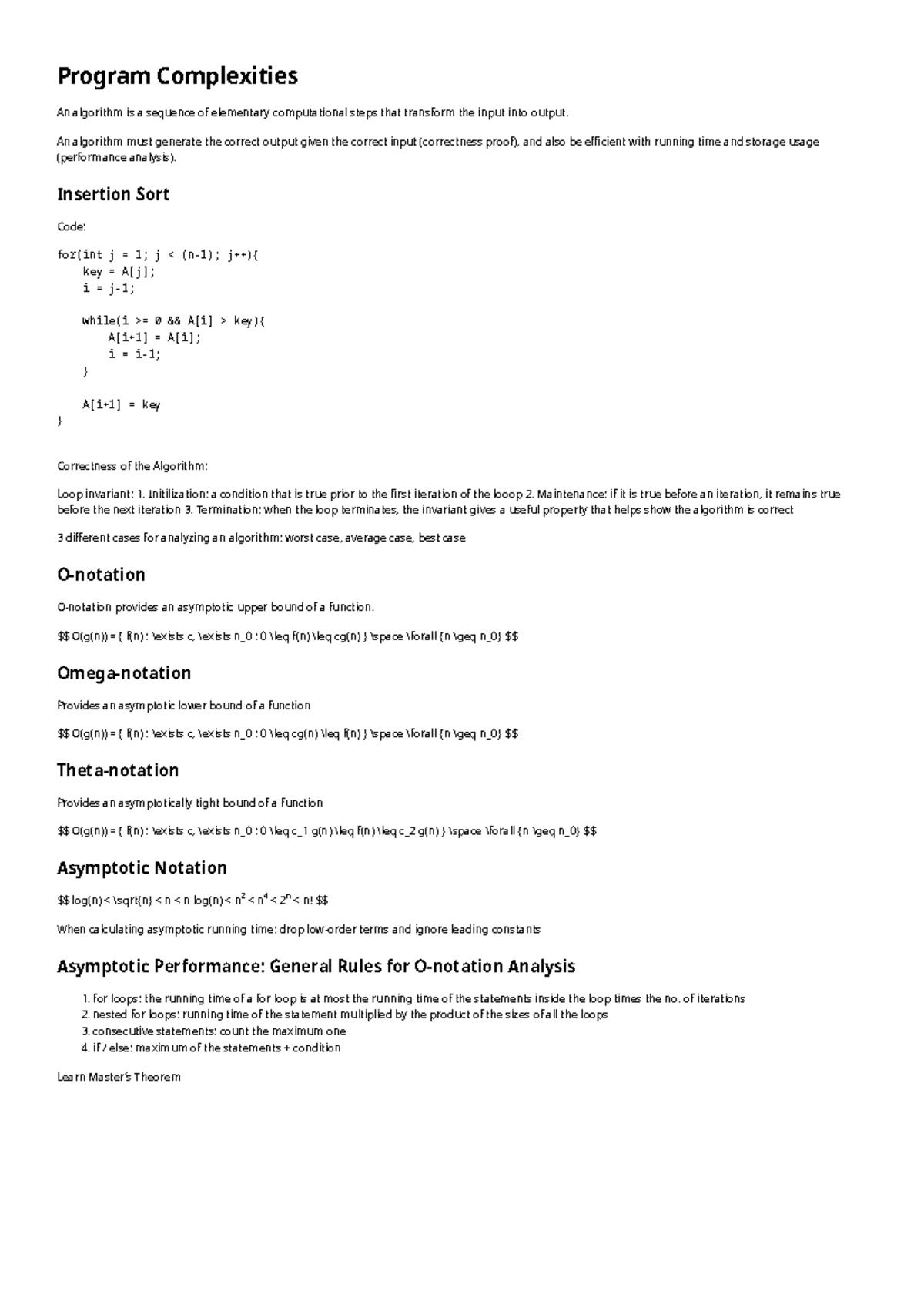 Lecture 03 - Big O Notation - Program Complexities An algorithm is a ...