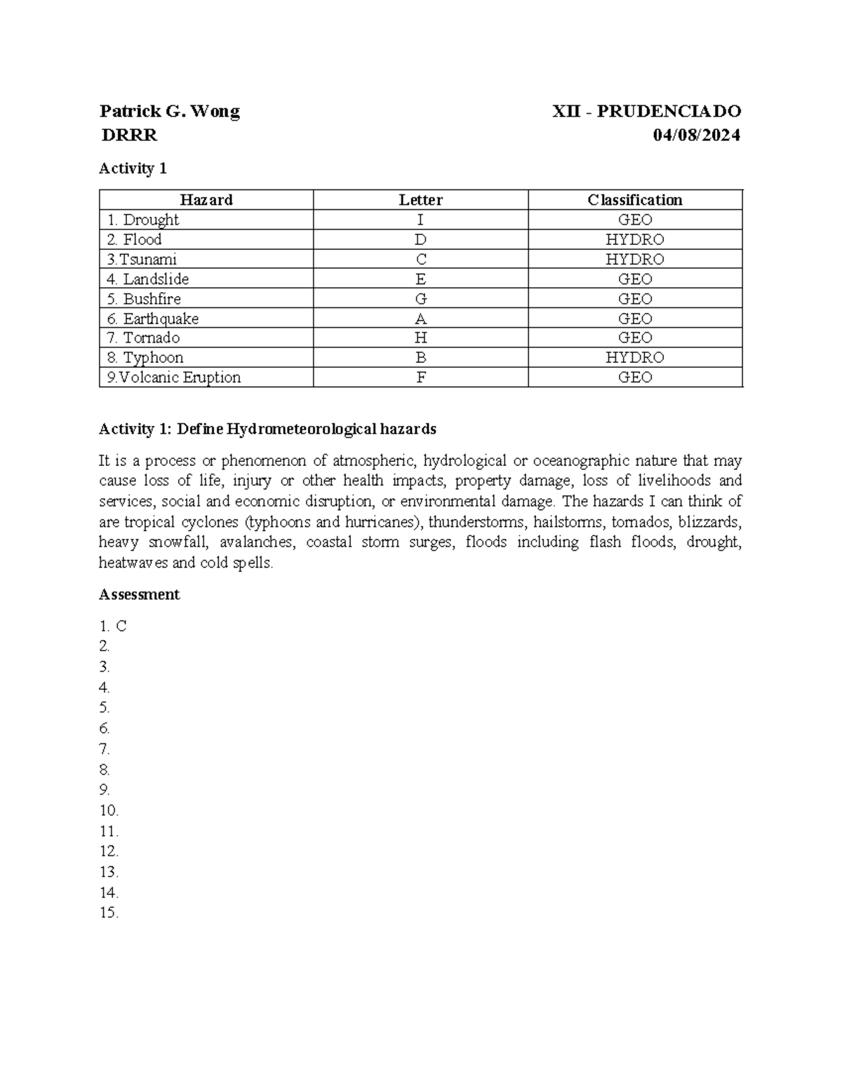DRRR-Module-4 - Cocacola - Patrick G. Wong XII - PRUDENCIADO DRRR 04/08 ...