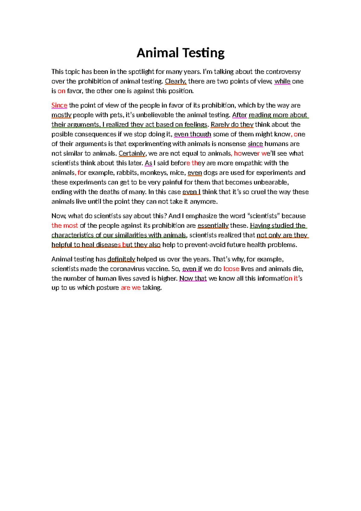 1st essay Animal testing - Animal Testing This topic has been in the ...