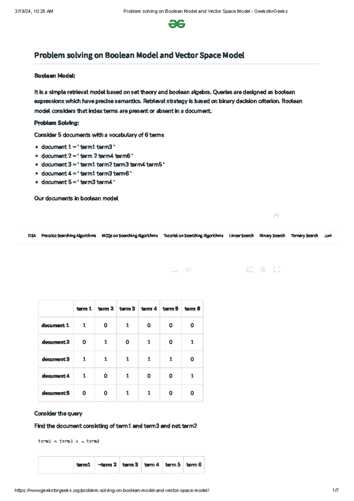 28-Example Problems Discussion-vector Space model-28-03-2024 - Problem ...