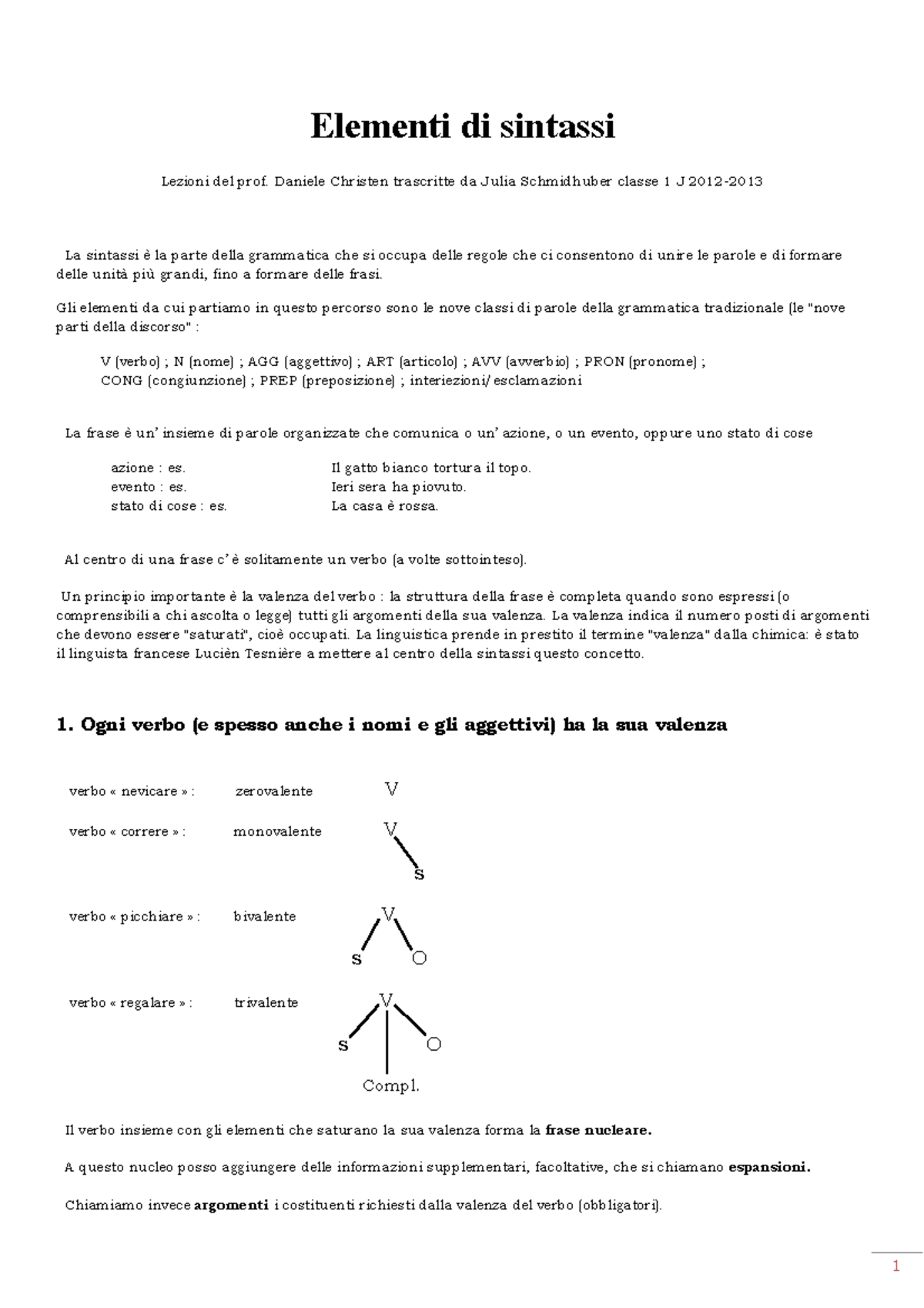Elementi di sintassi 2012 pdf - Elementi di sintassi Lezioni del prof. Daniele Christen ...