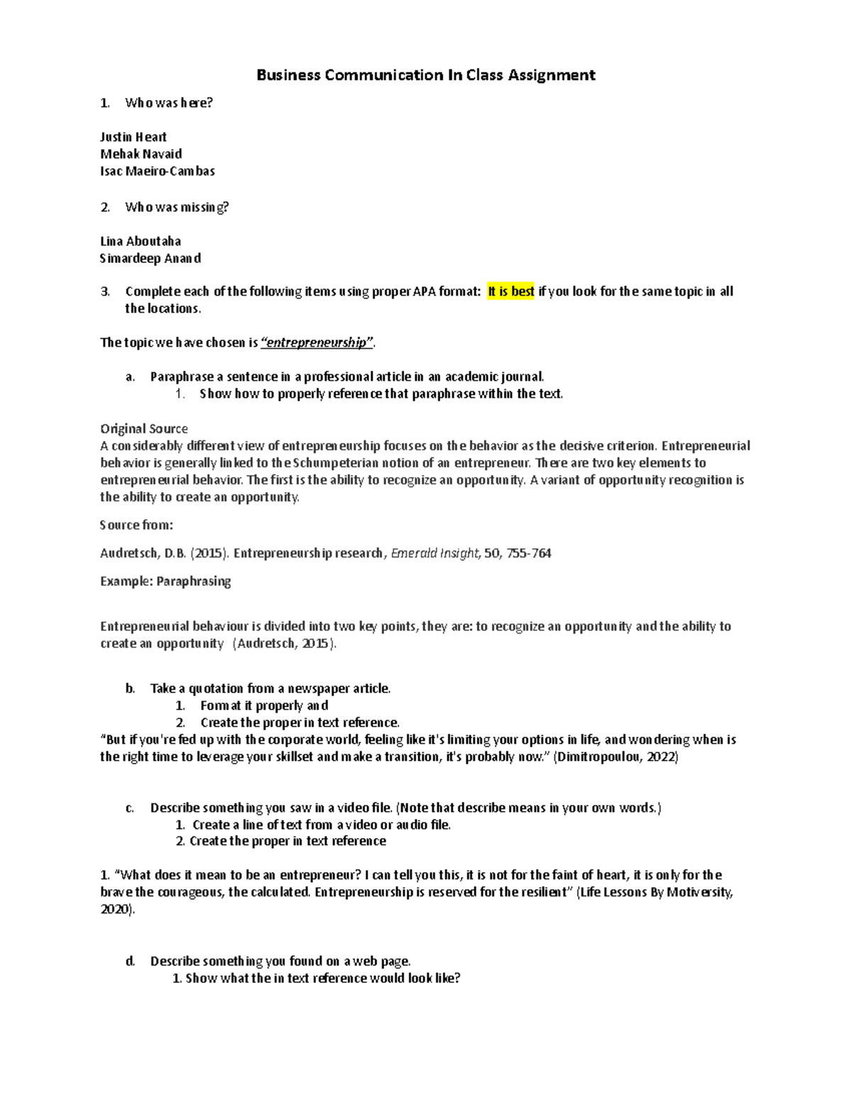 BADM 1100 Tom Foard S02 Fall 2021 - Business Communication In Class ...