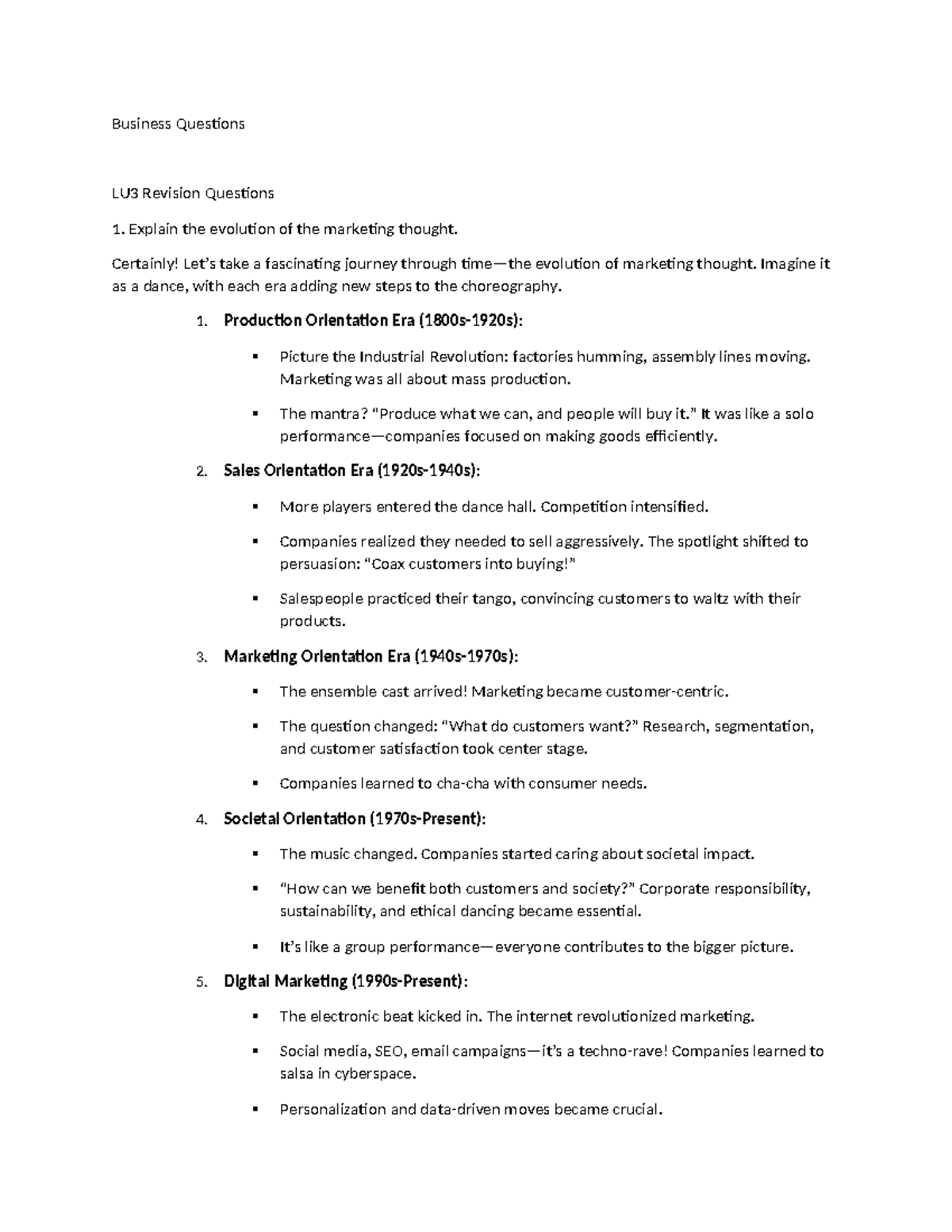 Business Questions - Business Questions LU3 Revision Questions 1 ...