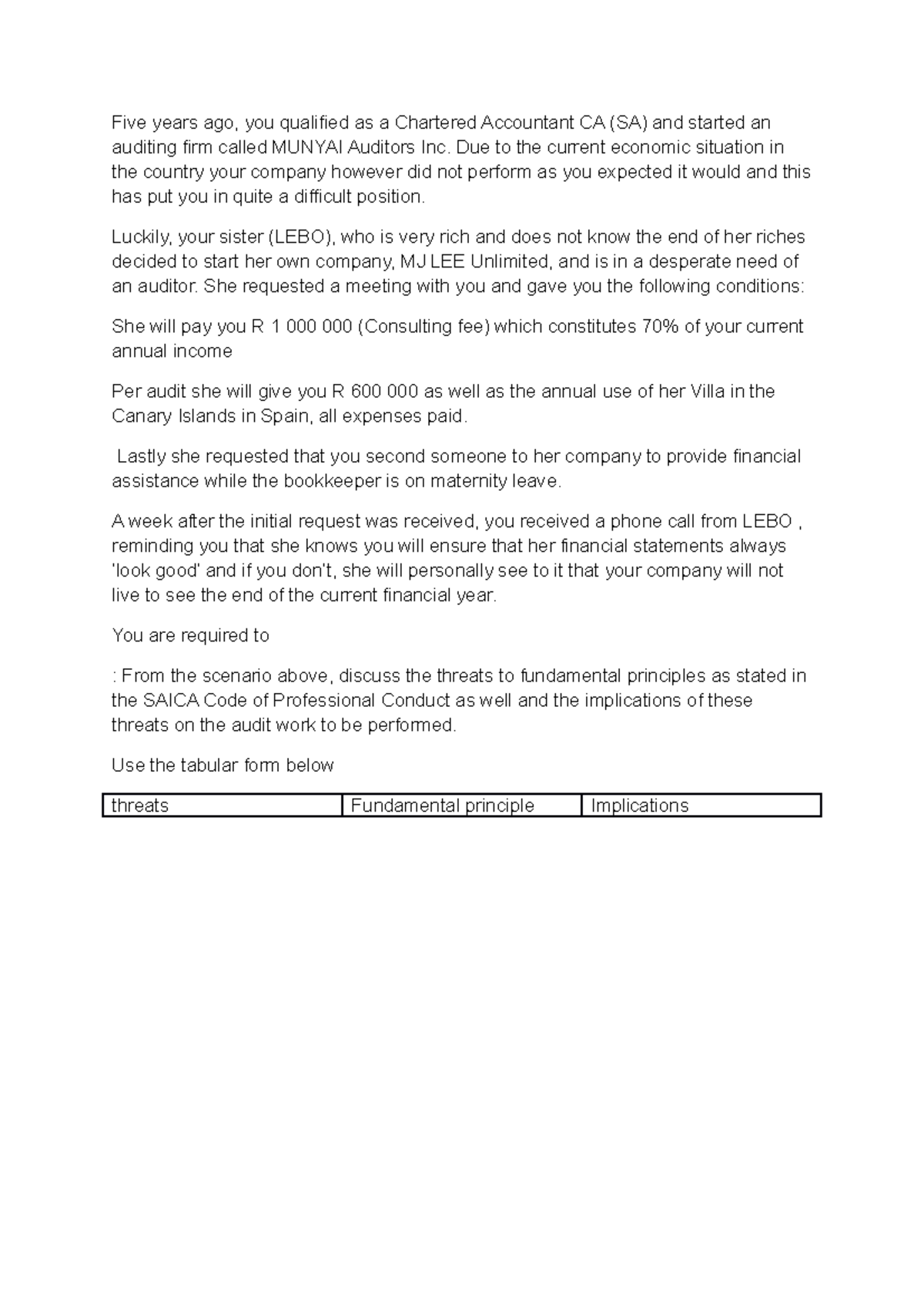 Tuttorial 1 - notes - Five years ago, you qualified as a Chartered ...