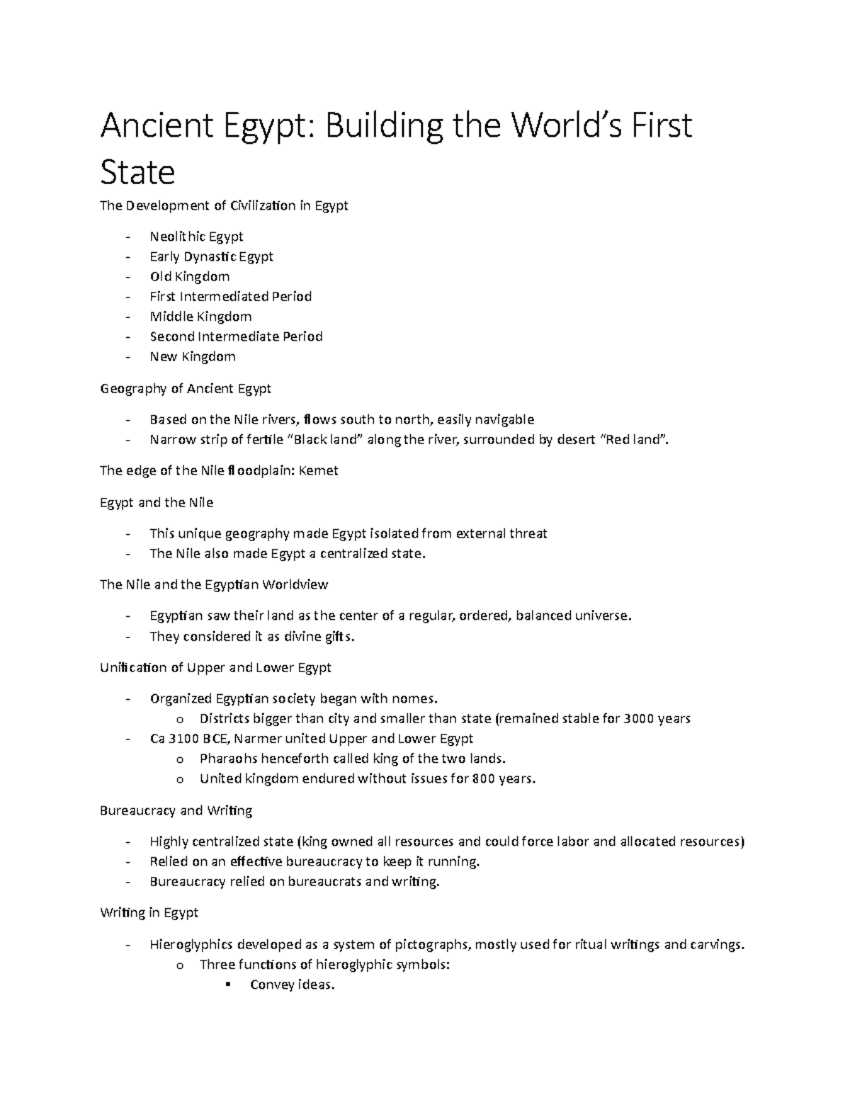 Lecture 1 - Ancient Egypt: Building the World’s First State The ...