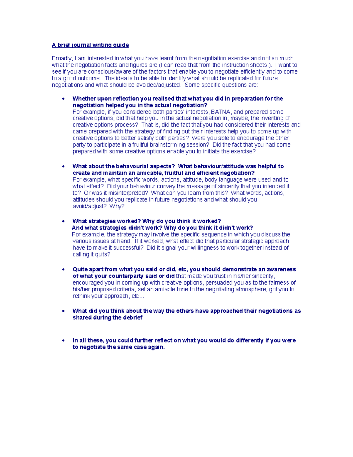 Journal Writing Guide - A brief journal writing guide Broadly, I am ...