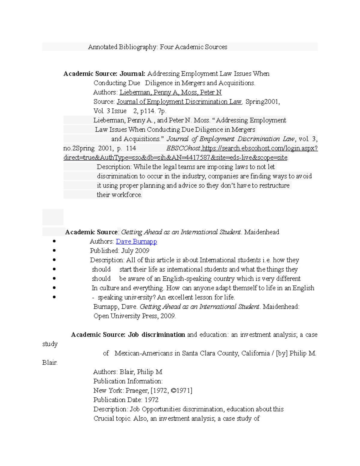 Kushwaha Rajkumar's Four Academic Sources - Annotated Bibliography ...