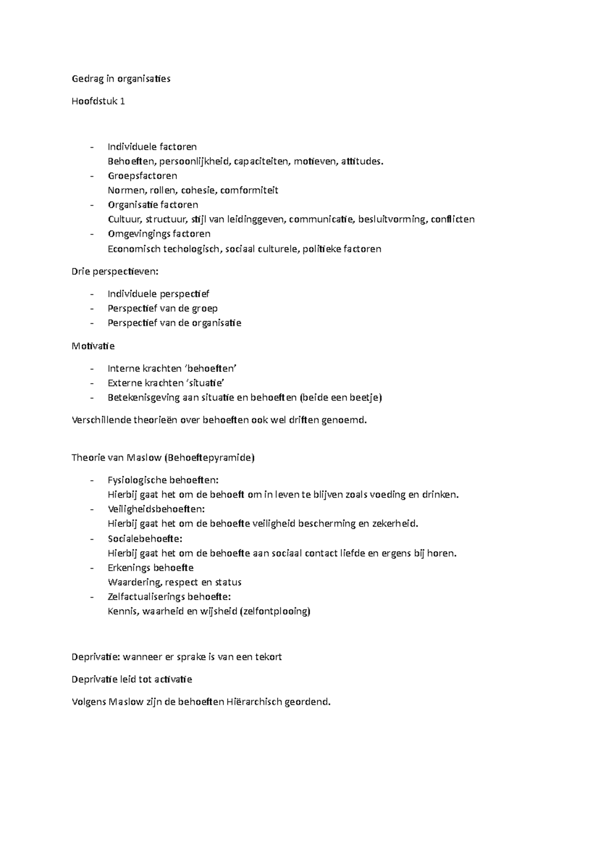 Gedrag In Organisaties Samenvatting Gedrag In Organisaties
