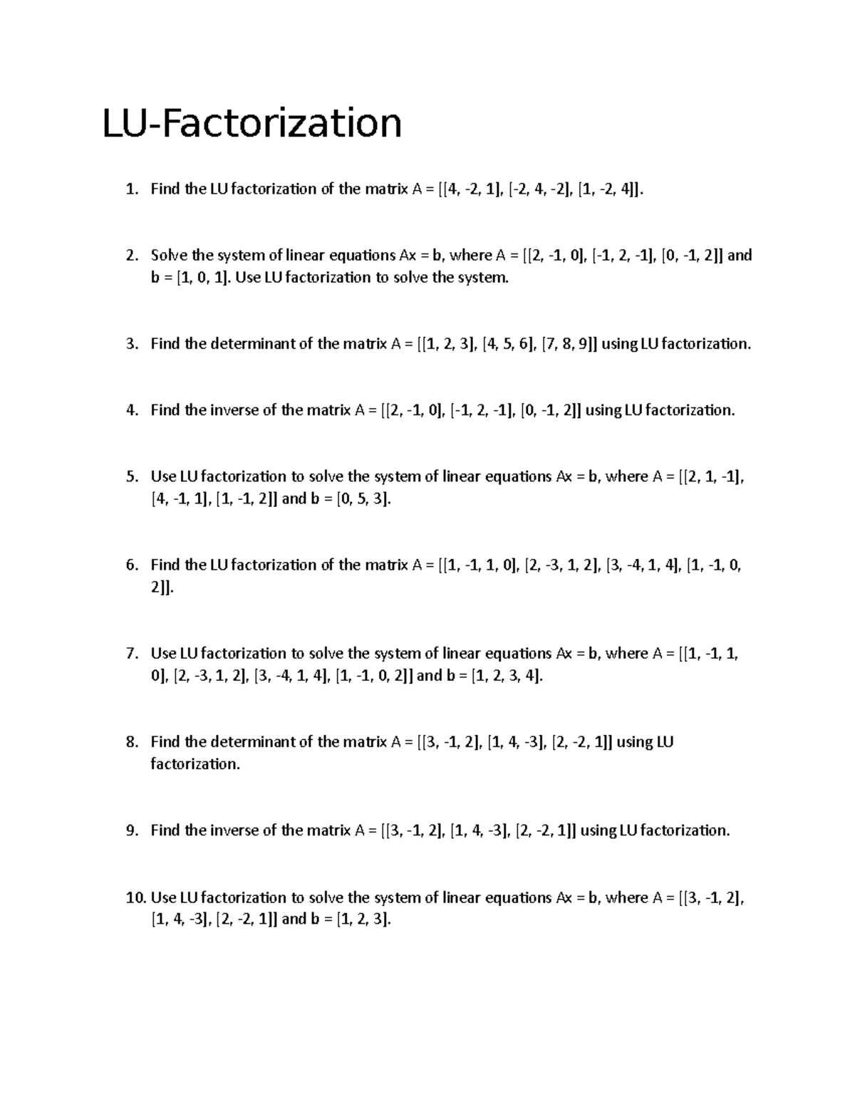 LU-Factorizations - calculus 3 self-made worksheet - LU-Factorization 1 ...